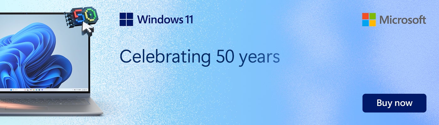 Windows 11, Microsoft Celebrating 50 years Buy Now