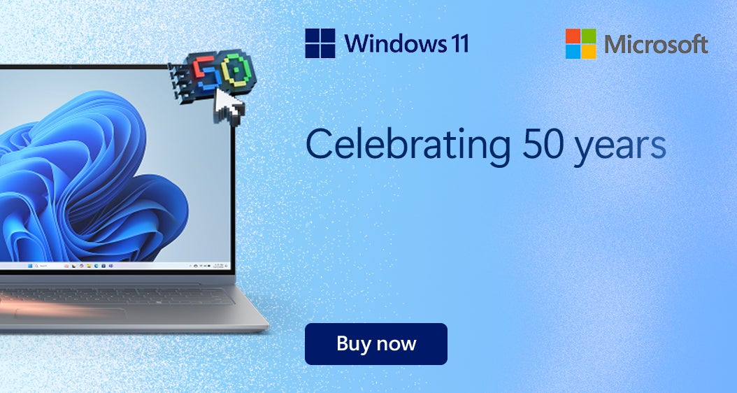 Windows 11, Microsoft Celebrating 50 years Buy Now