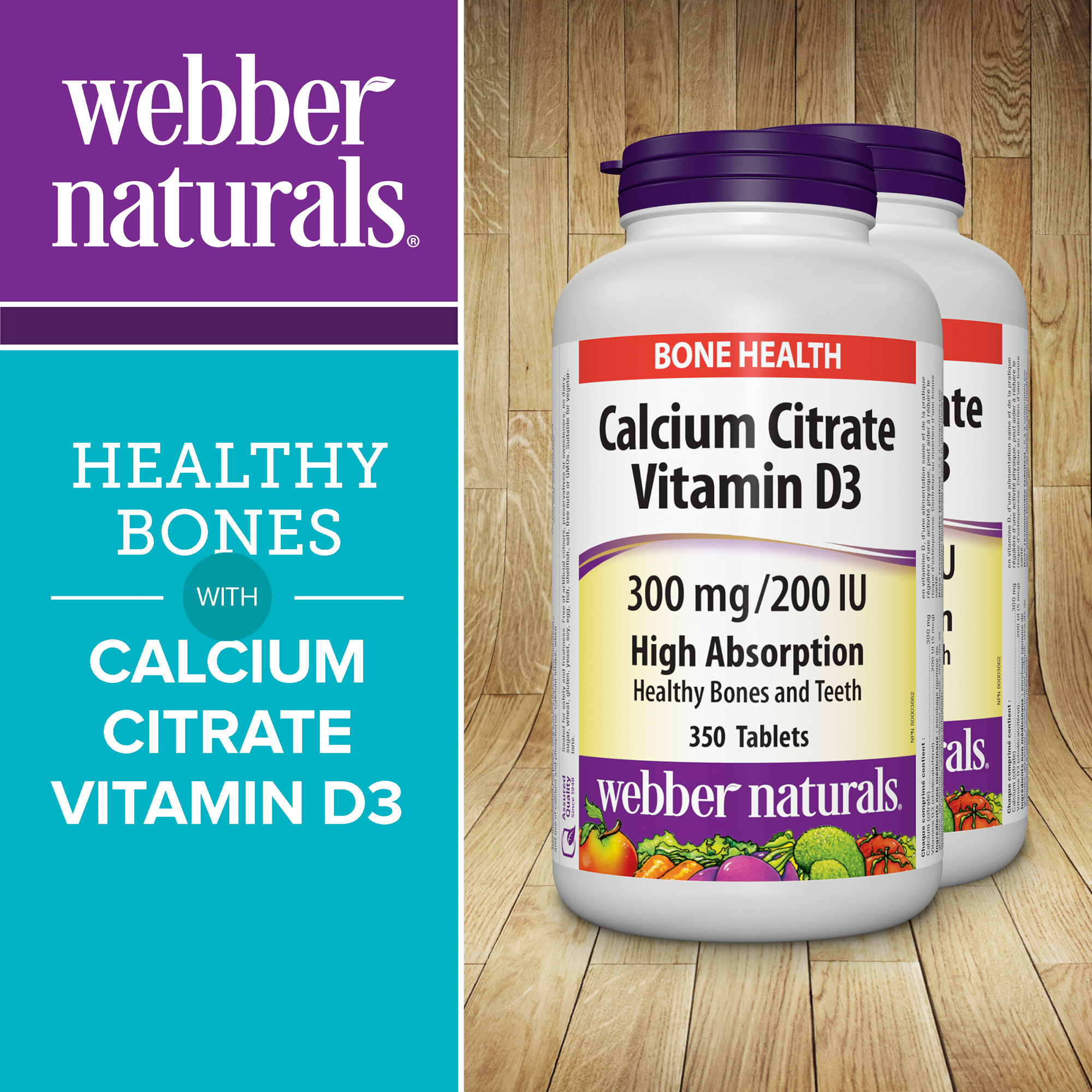 webber naturals Calcium Citrate with Vitamin D3 300 mg / 200 IU - 2 x ...