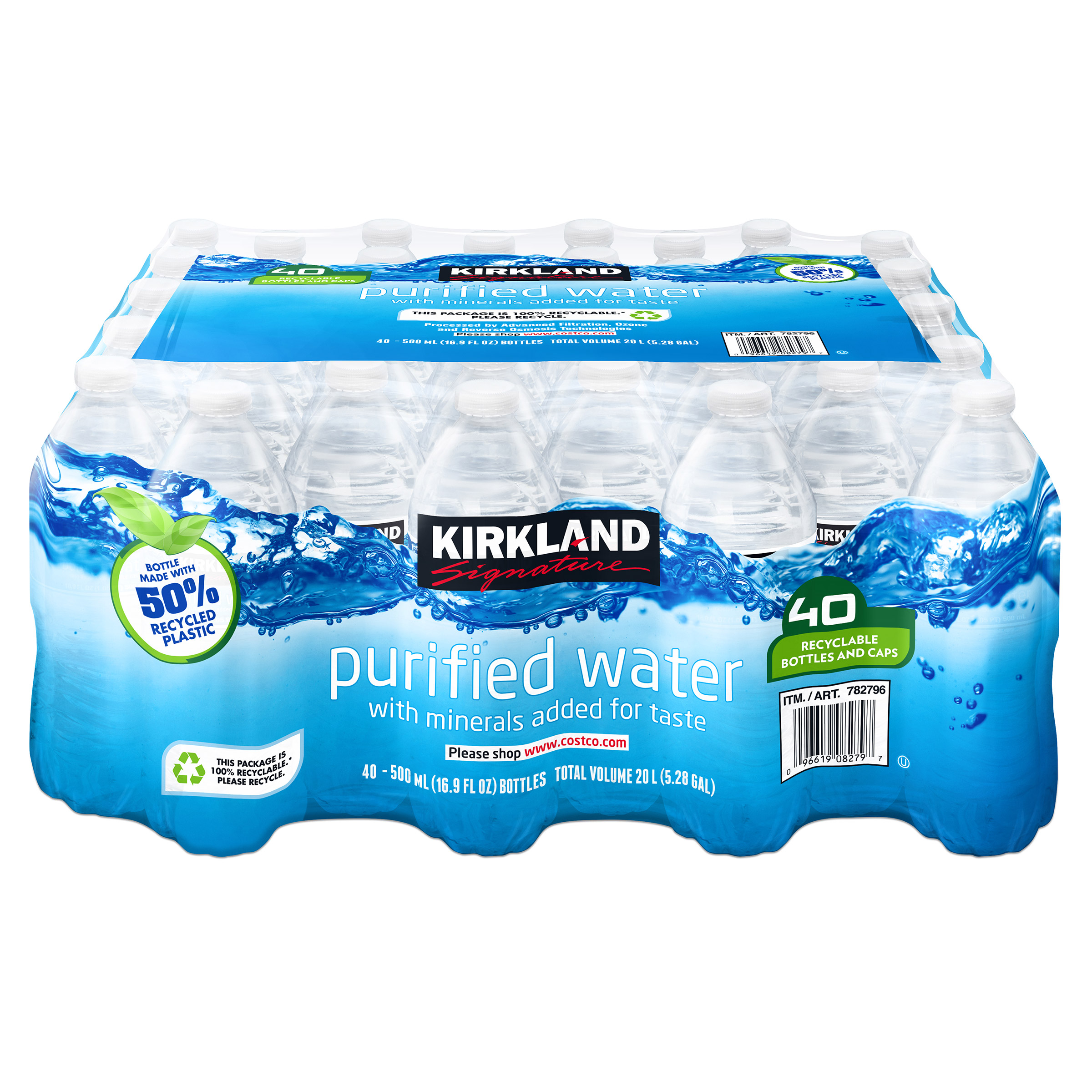 Kirkland Signature Bottled Water 16.9 fl oz, 40-count, 48 Case Pallet ...