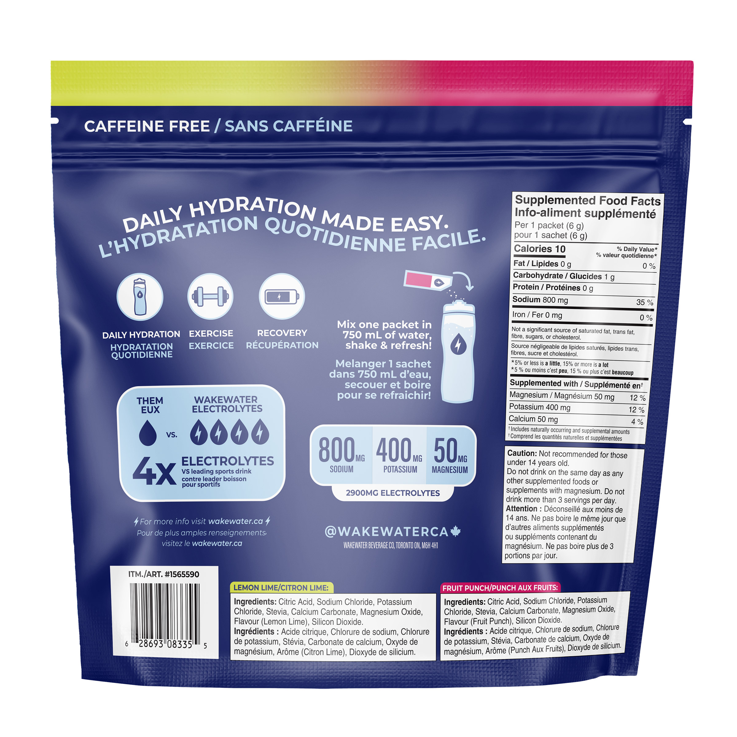 WakeWater Electrolytes Rapid Rehydration Mix, 30 x 6 g | Costco