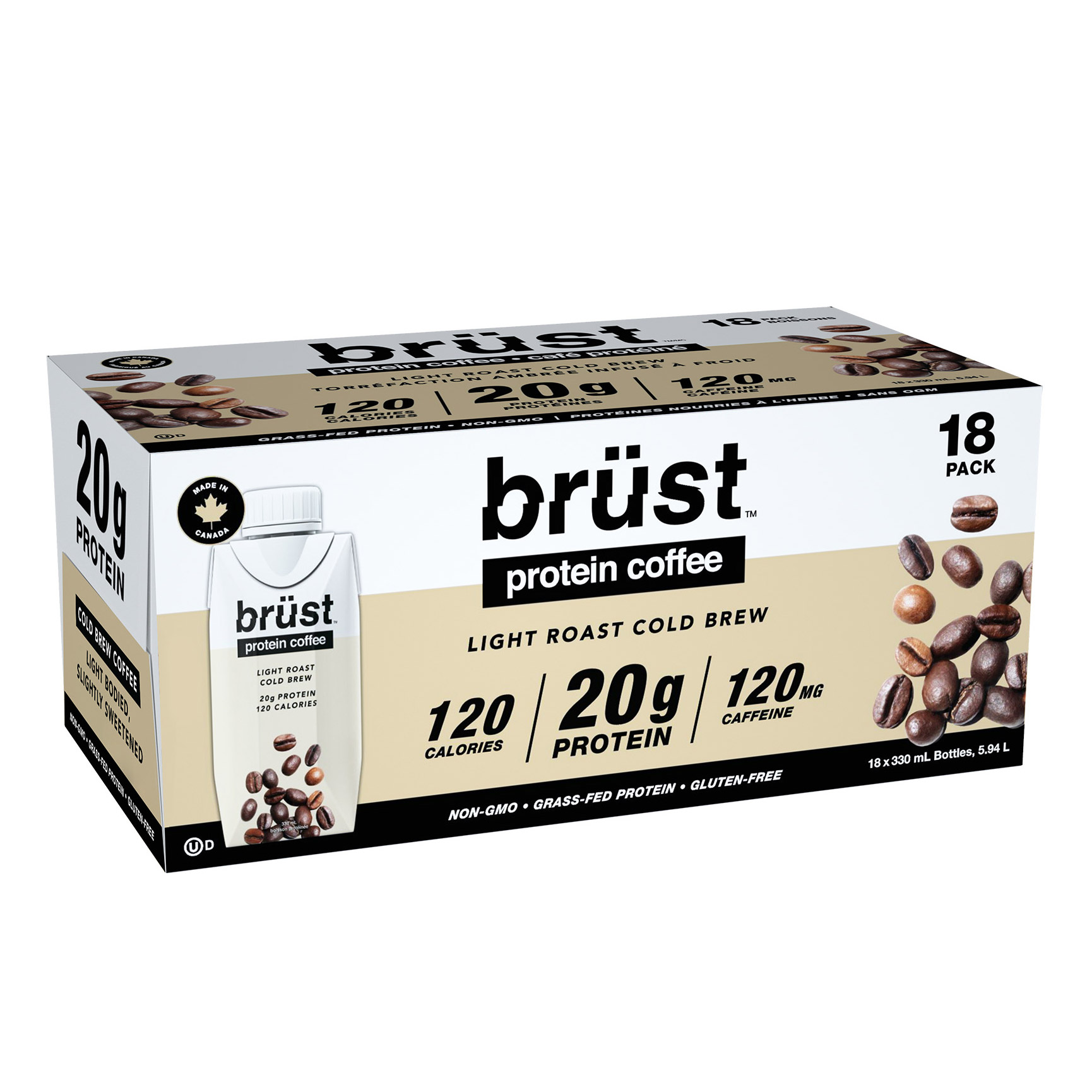 brüst Protein Coffee Light Roast Cold Brew, 18 x 330 mL | Costco