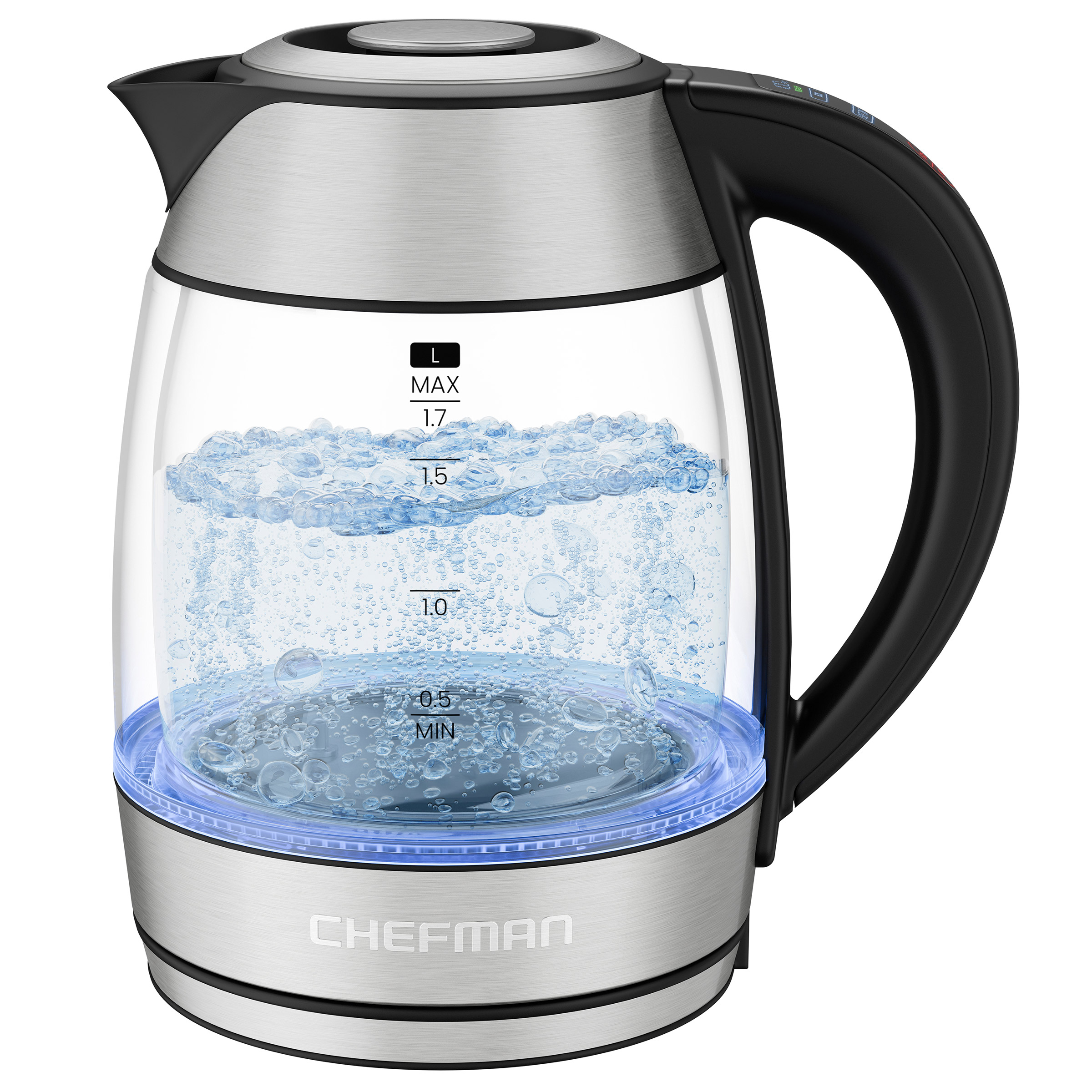 Chefman Dual-Glass 1.7 L Cool-Touch Digital Kettle with Adjustable ...