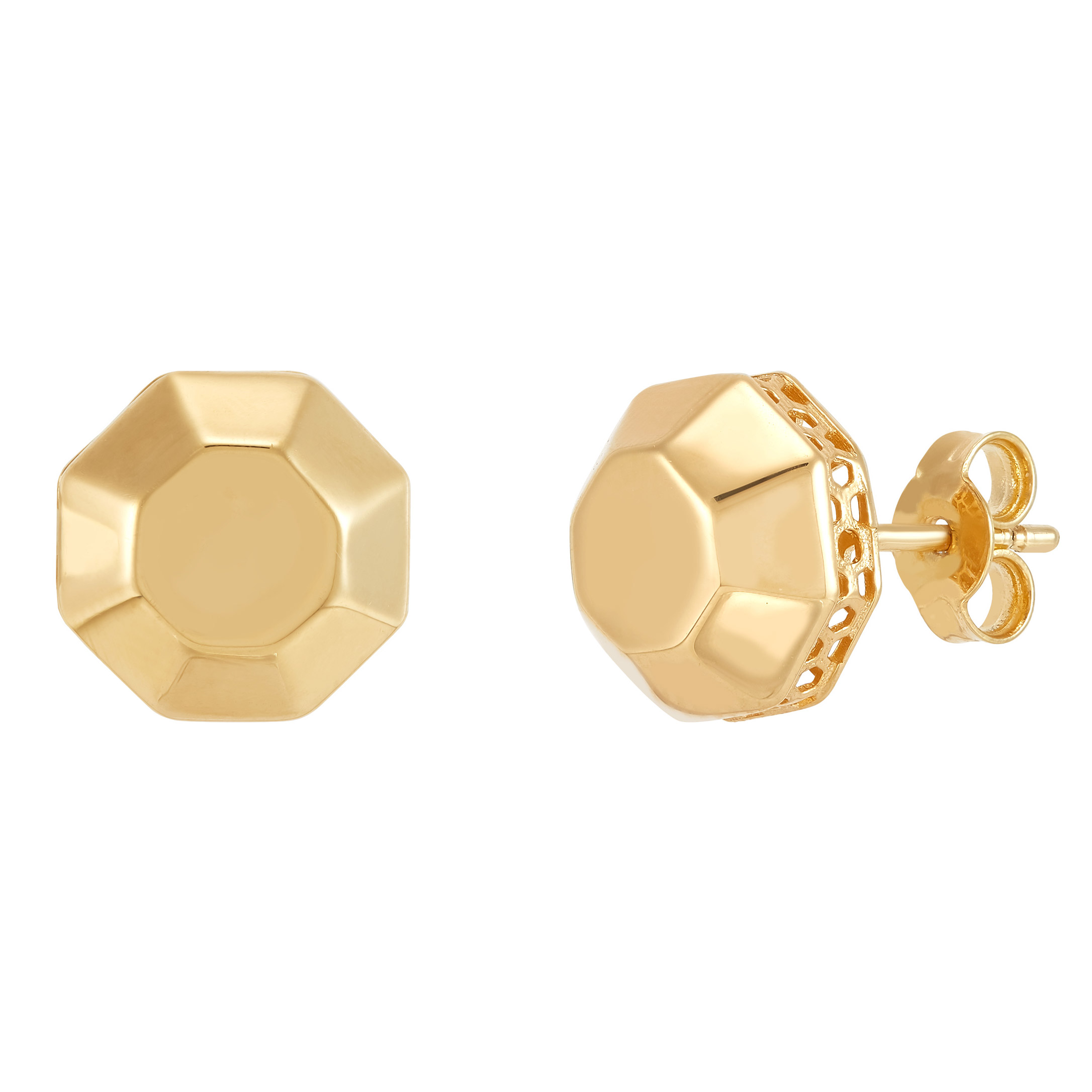 High Polish Button Stud Earrings in Yellow Gold | Costco