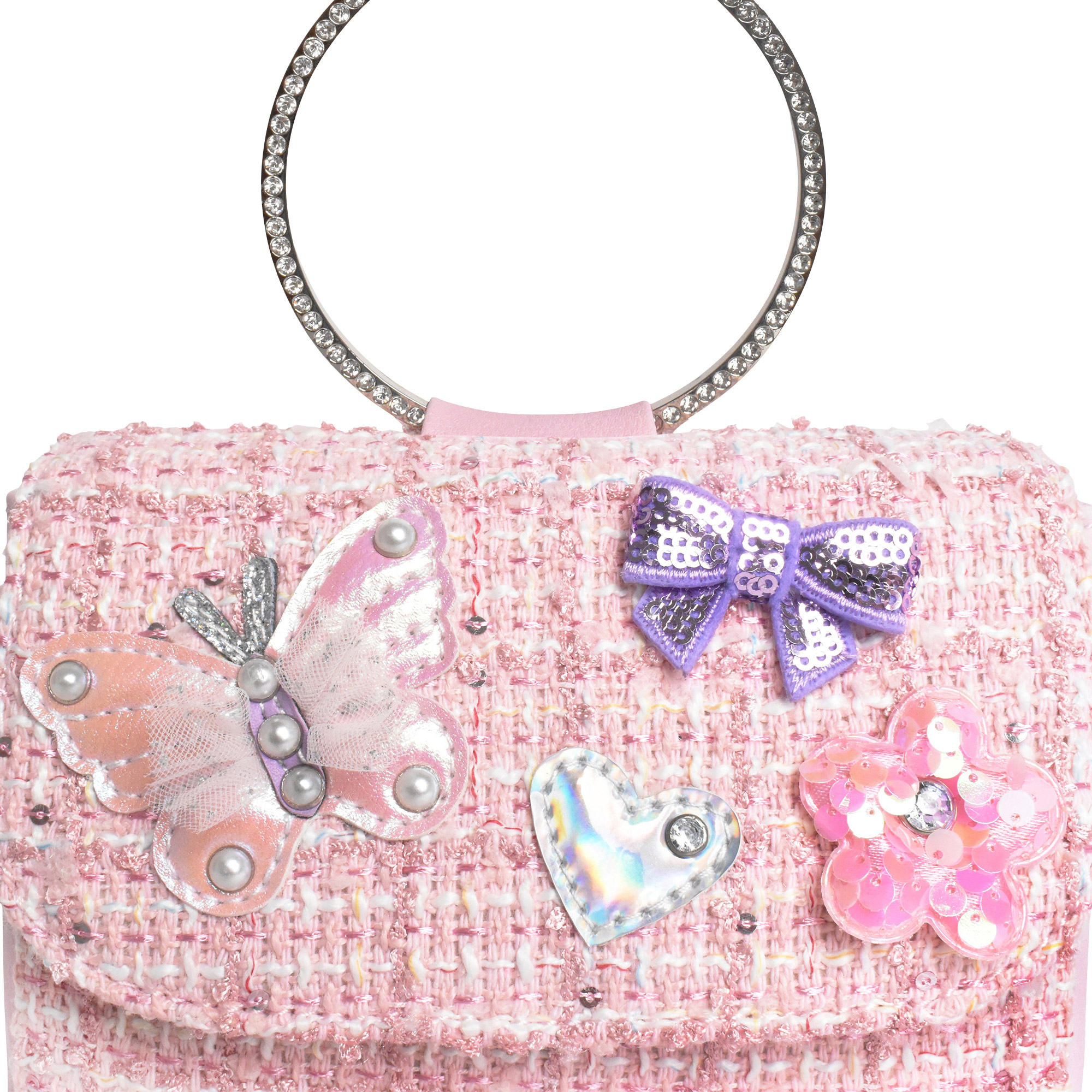 OMG Accessories Tweed Butterfly Applique Mini Flap Bag | Costco