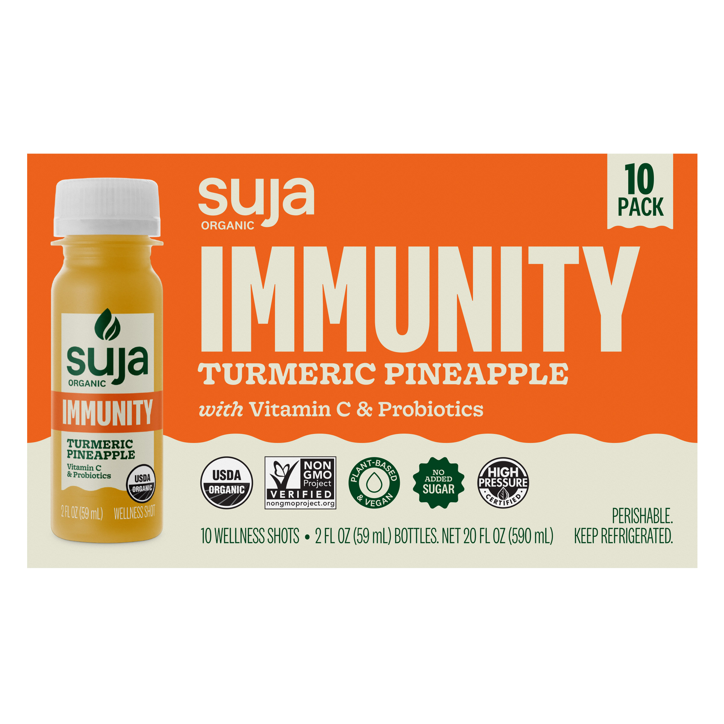 Suja Organic Turmeric Pineapple Immunity Shots, 2 fl oz, 10-count | Costco