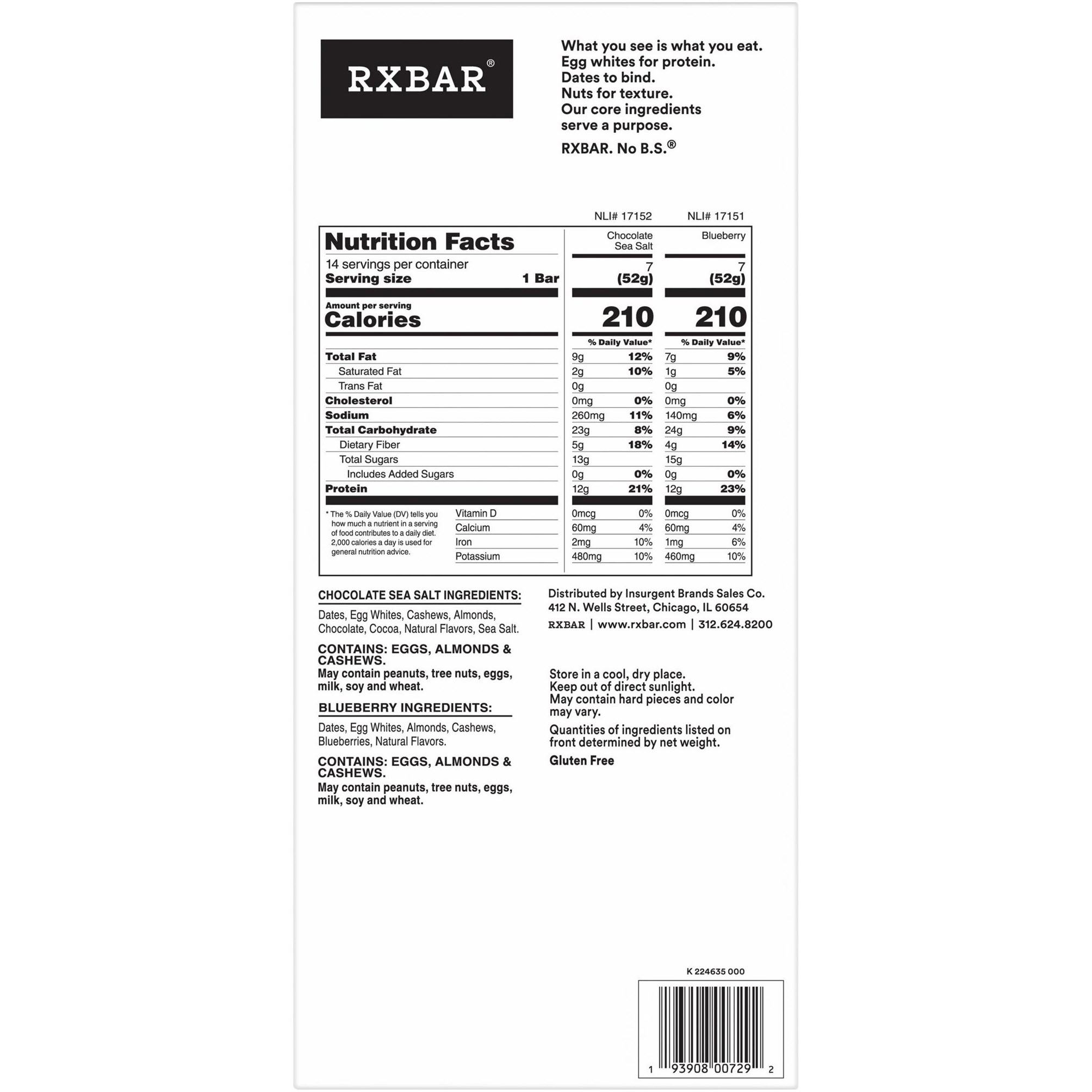 RXBAR Protein Bar, 12g Protein, Variety Pack, 1.83 oz, 14 ct | Costco