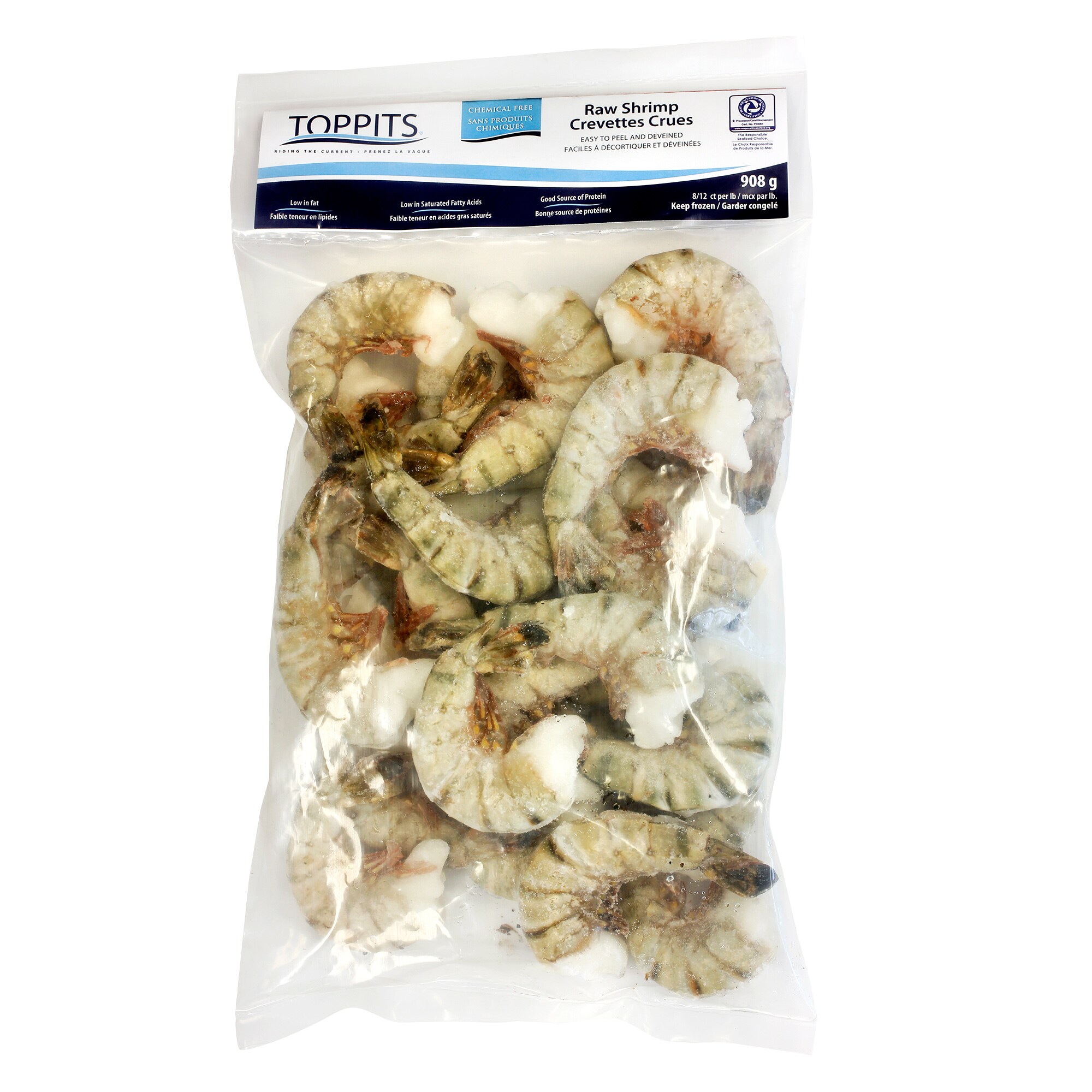 Toppits Frozen 8-12 Raw Black Tiger Shrimp, 908 g | Costco