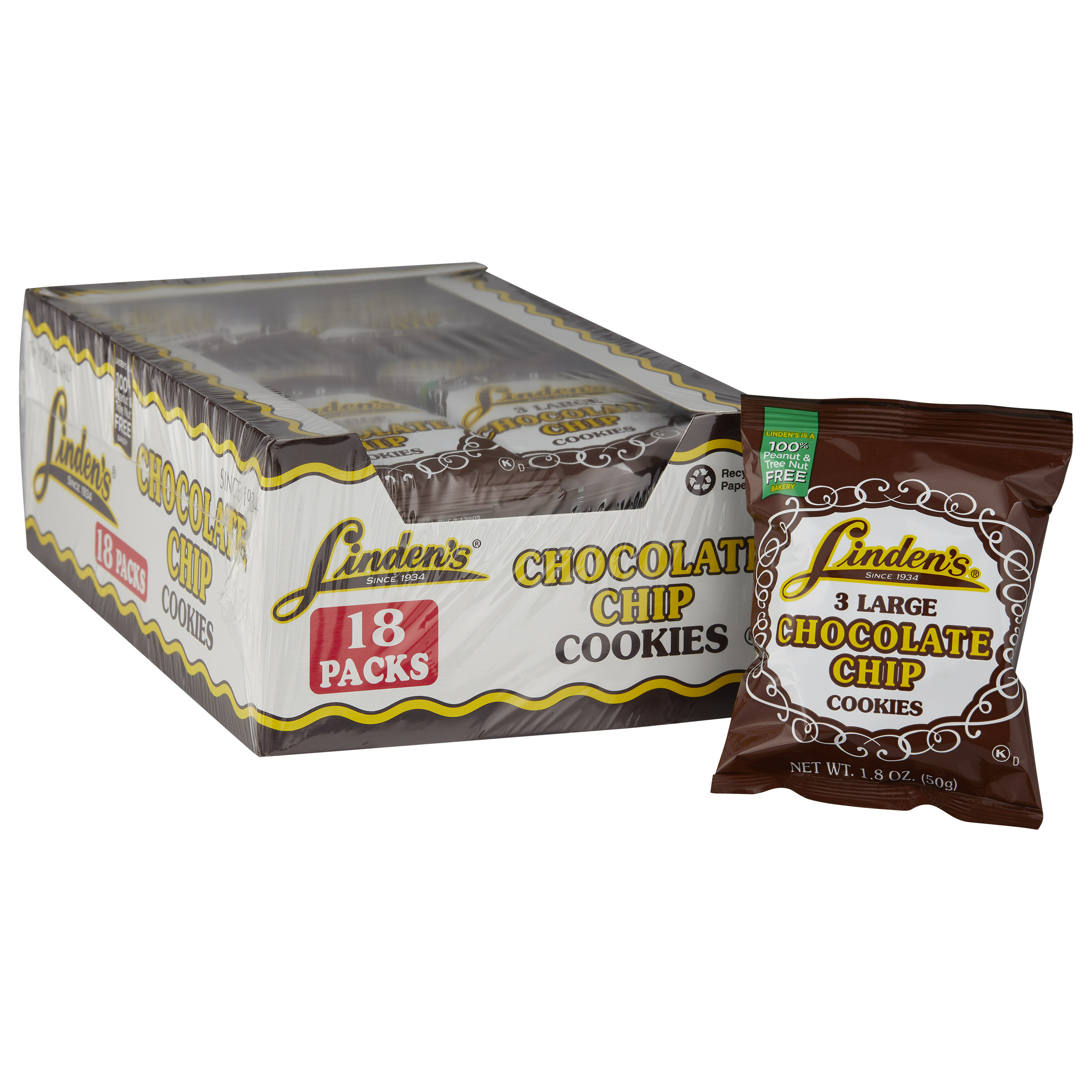 Linden's Chocolate Chip Cookies, 3-count, 18-pack | Costco