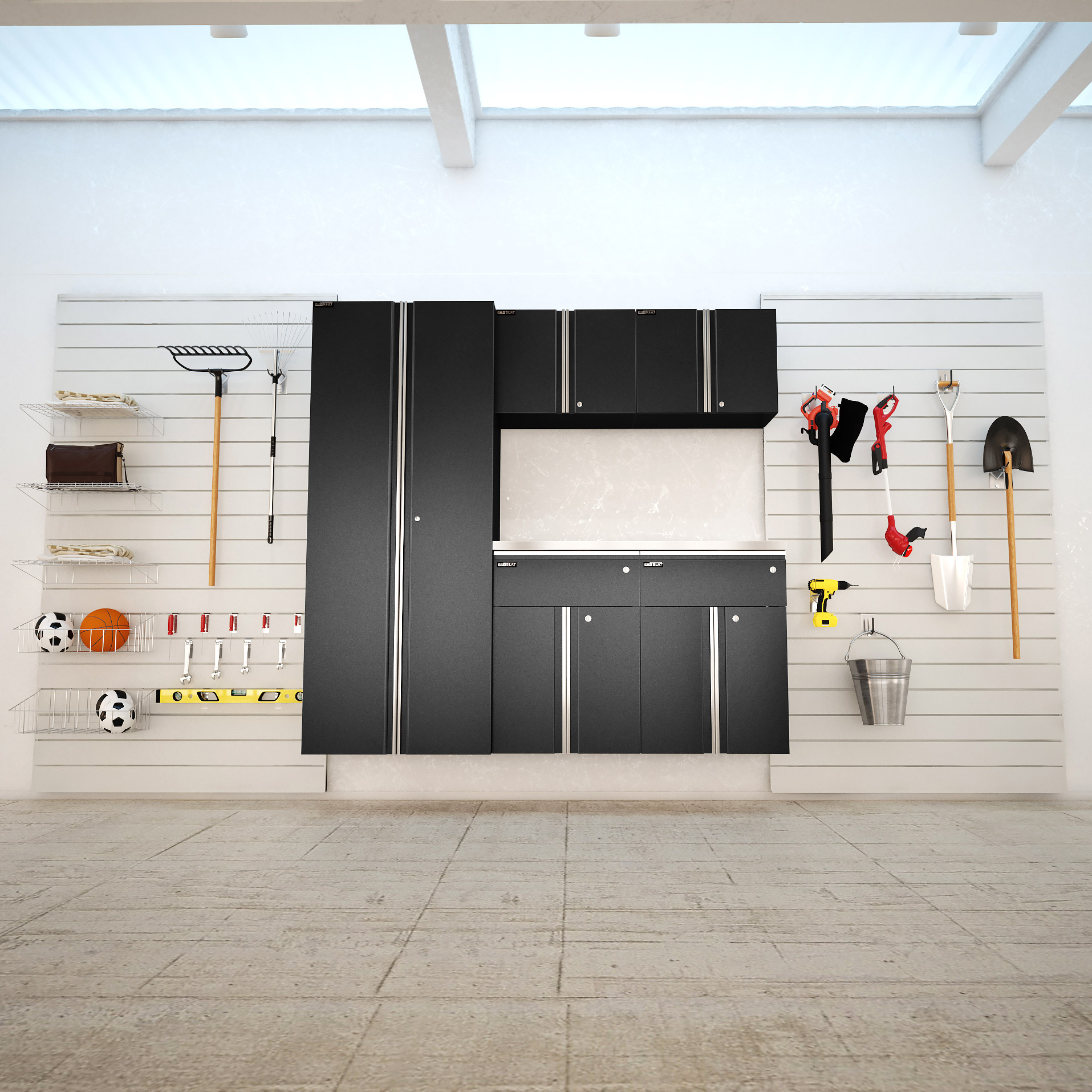 Proslat Wall-mountable 6-piece Cabinet Set with Slatwall and ...