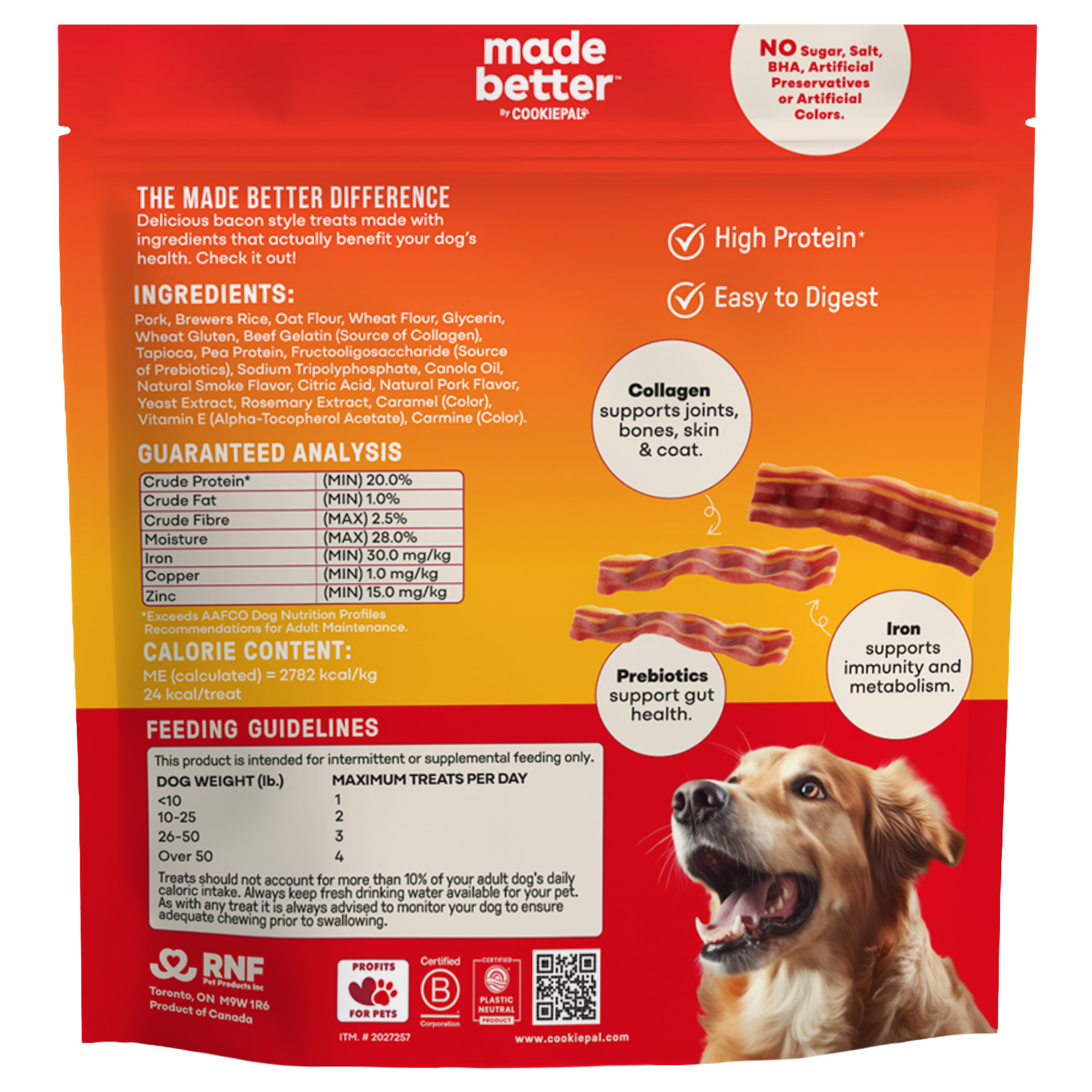 Made Better Bacon-Style Dog Treats With Collagen & Prebiotics 48 oz ...