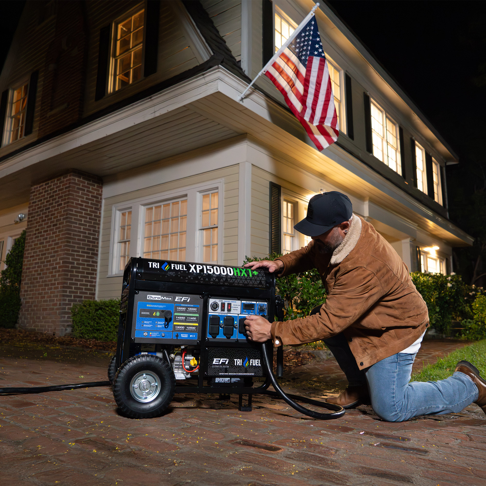 DuroMax 15,000 Watt Tri Fuel EFI Generator with Home Power Backup ...