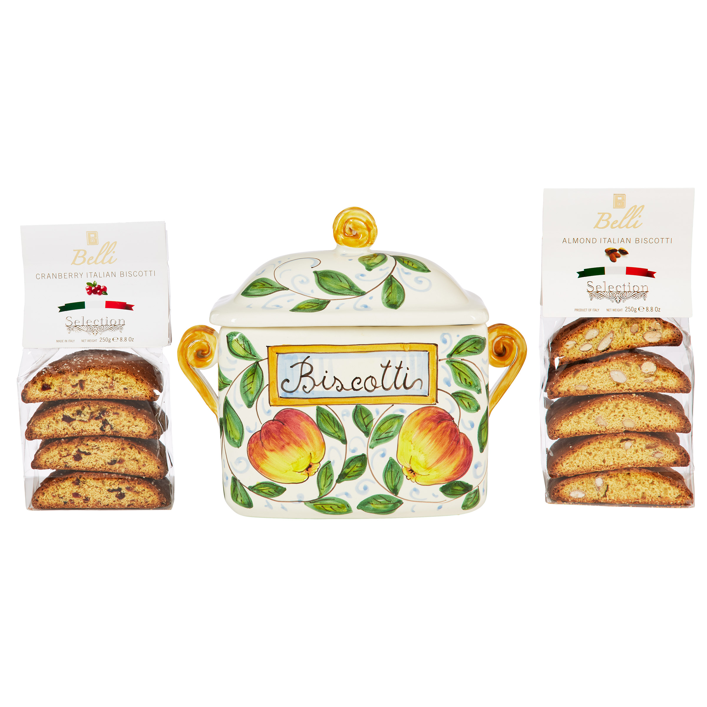 Belli Biscotti Hand Painted Ceramic Jar, Italian Semi Soft Biscotti, 2 ...