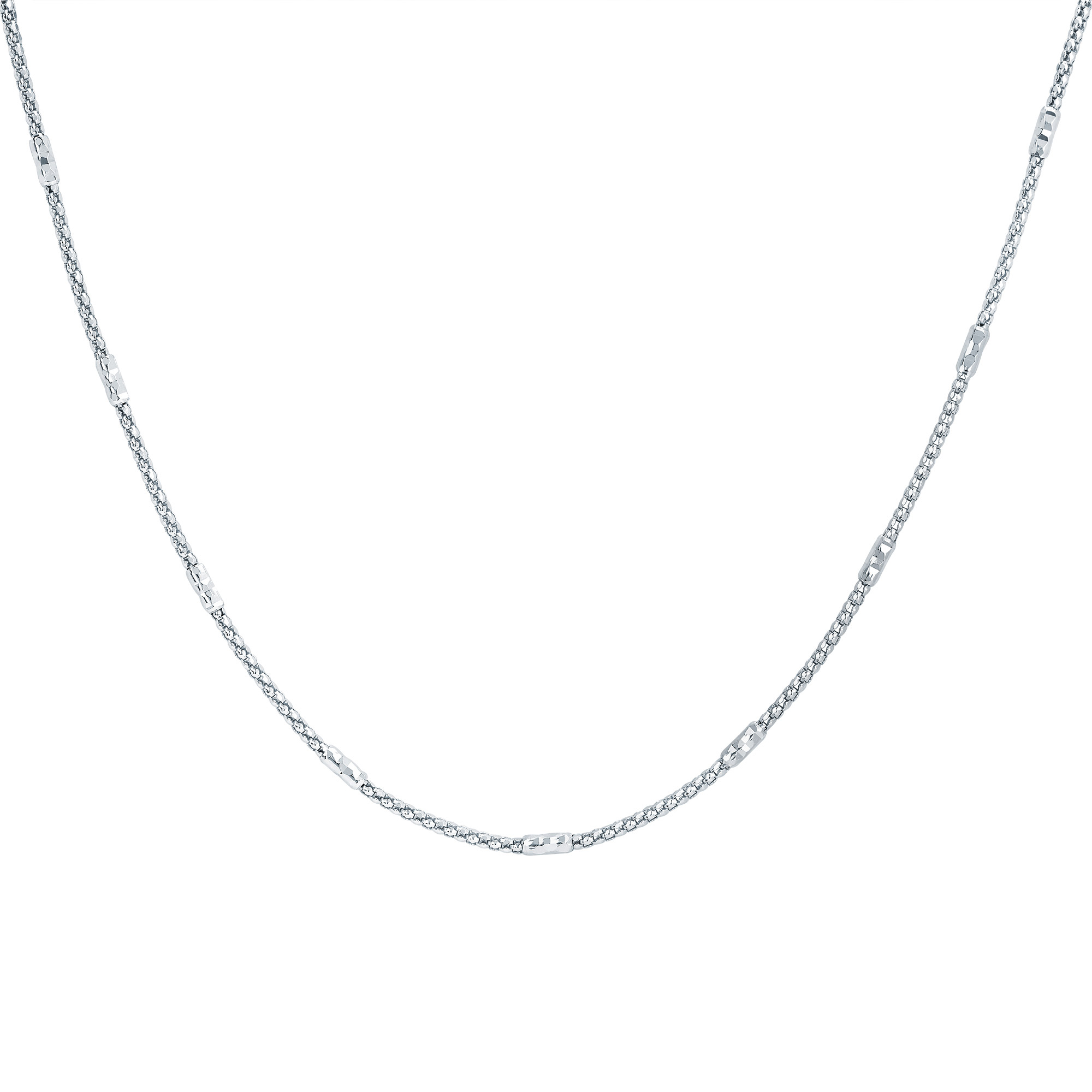 High Polish and Diamond Cut Popcorn Chain in White Gold | Costco