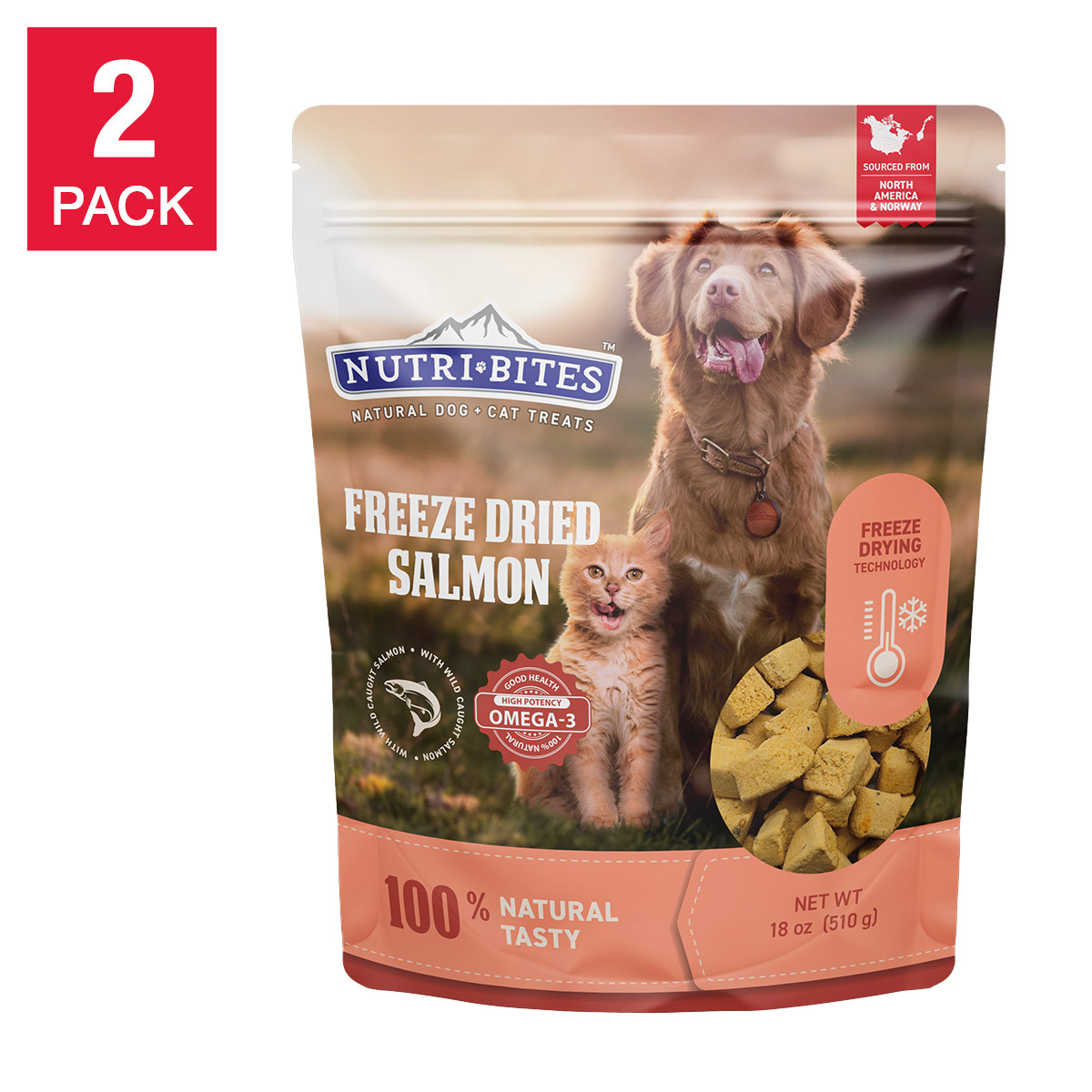 Canature NutriBites Freeze Dried Salmon, Dog and Cat Treat 18oz, 2-pack ...