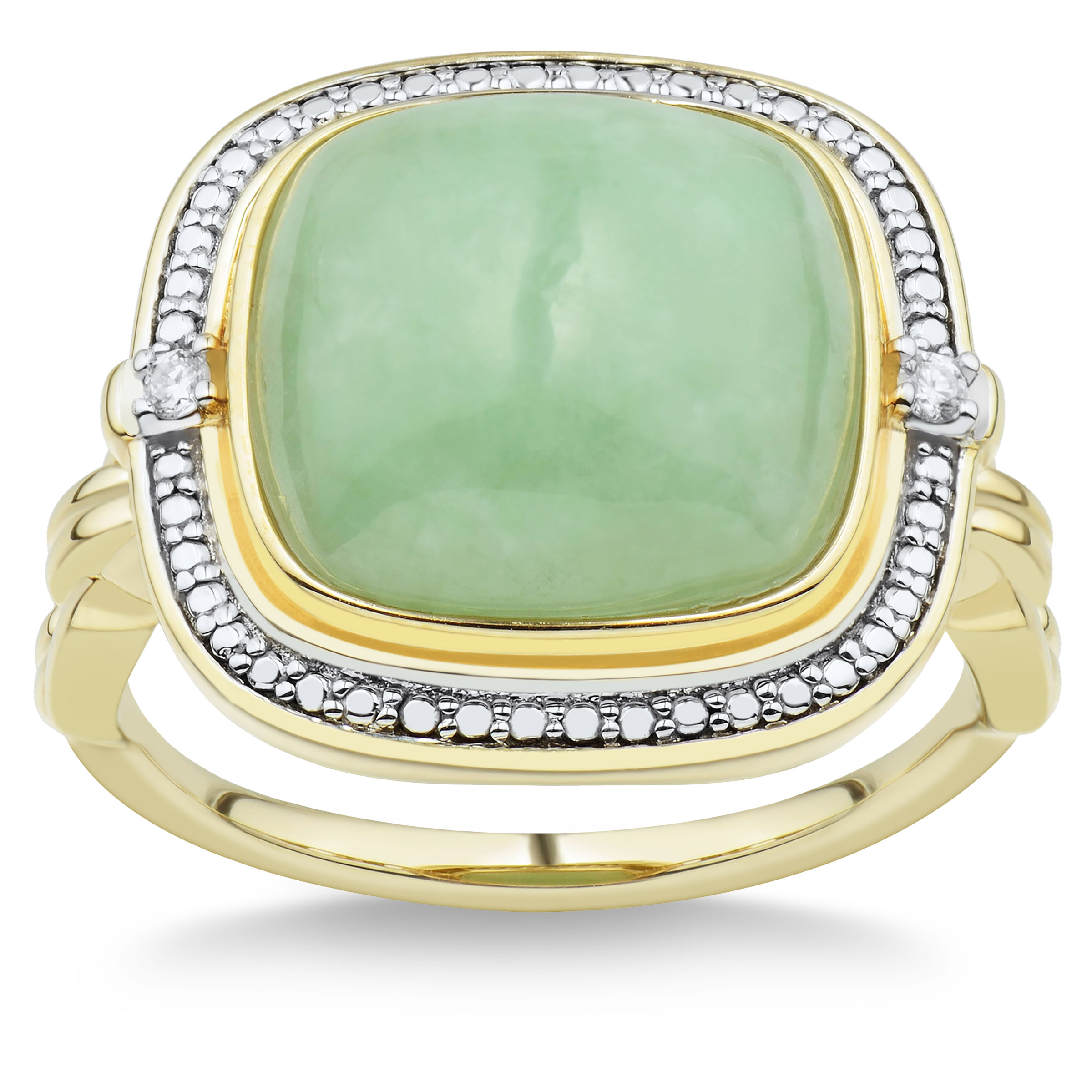 Square Shaped Jade and Diamond Ring (0.03 ctw) | Costco