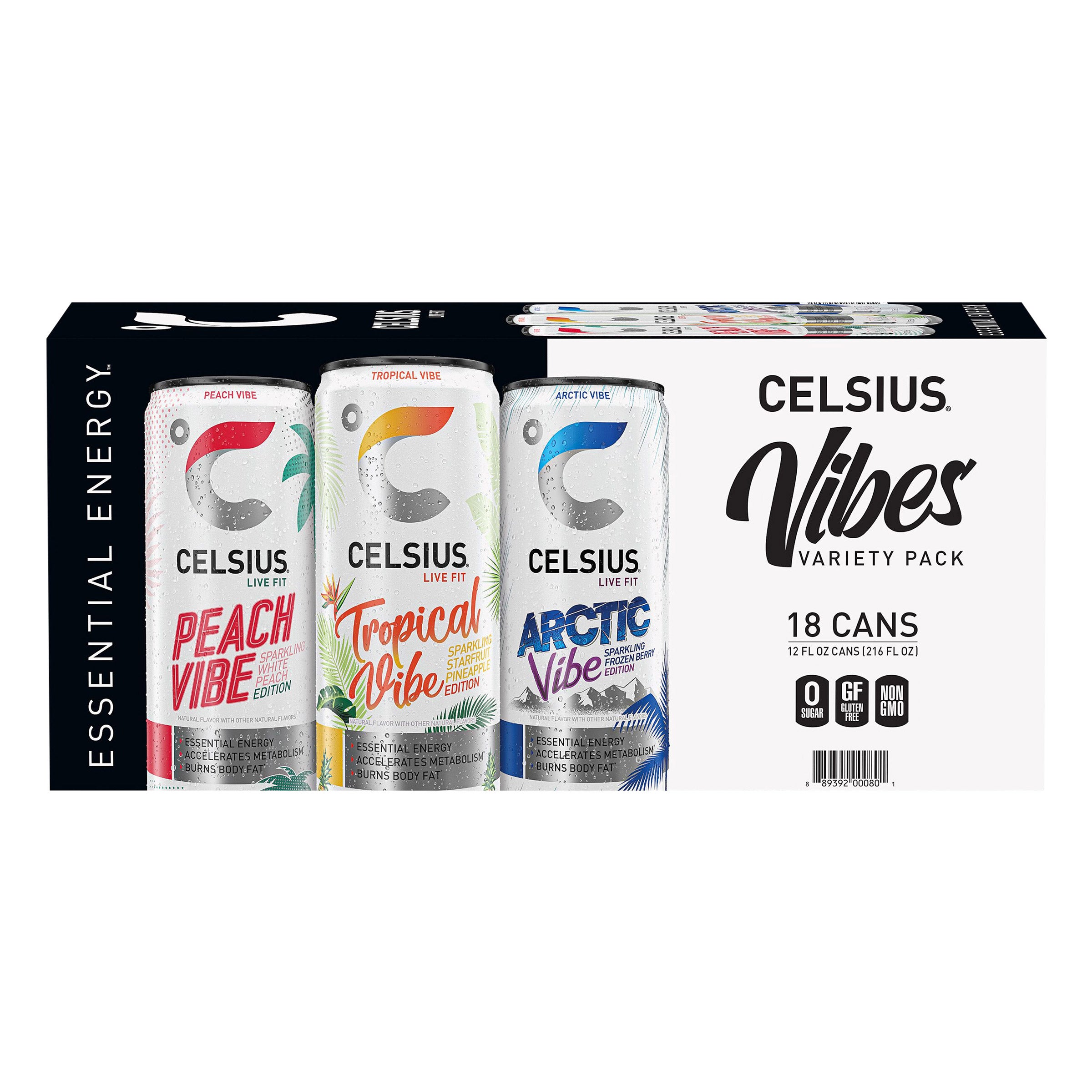 Brandclub - Celsius Sparkling Energy Drink, Variety Pack, 12 fl oz, 18 ...