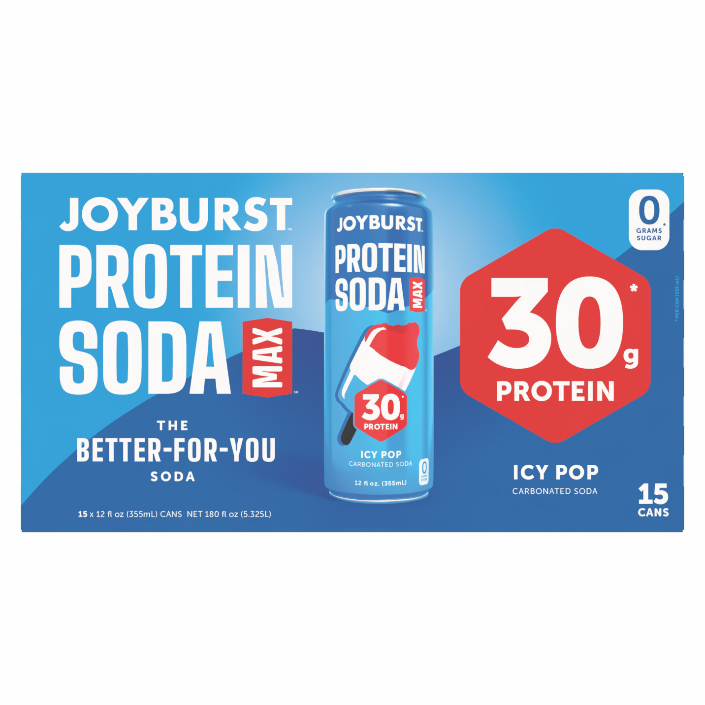 Joyburst 30g Protein Soda, Icy Pop, 12 fl oz, 15-pack | Costco