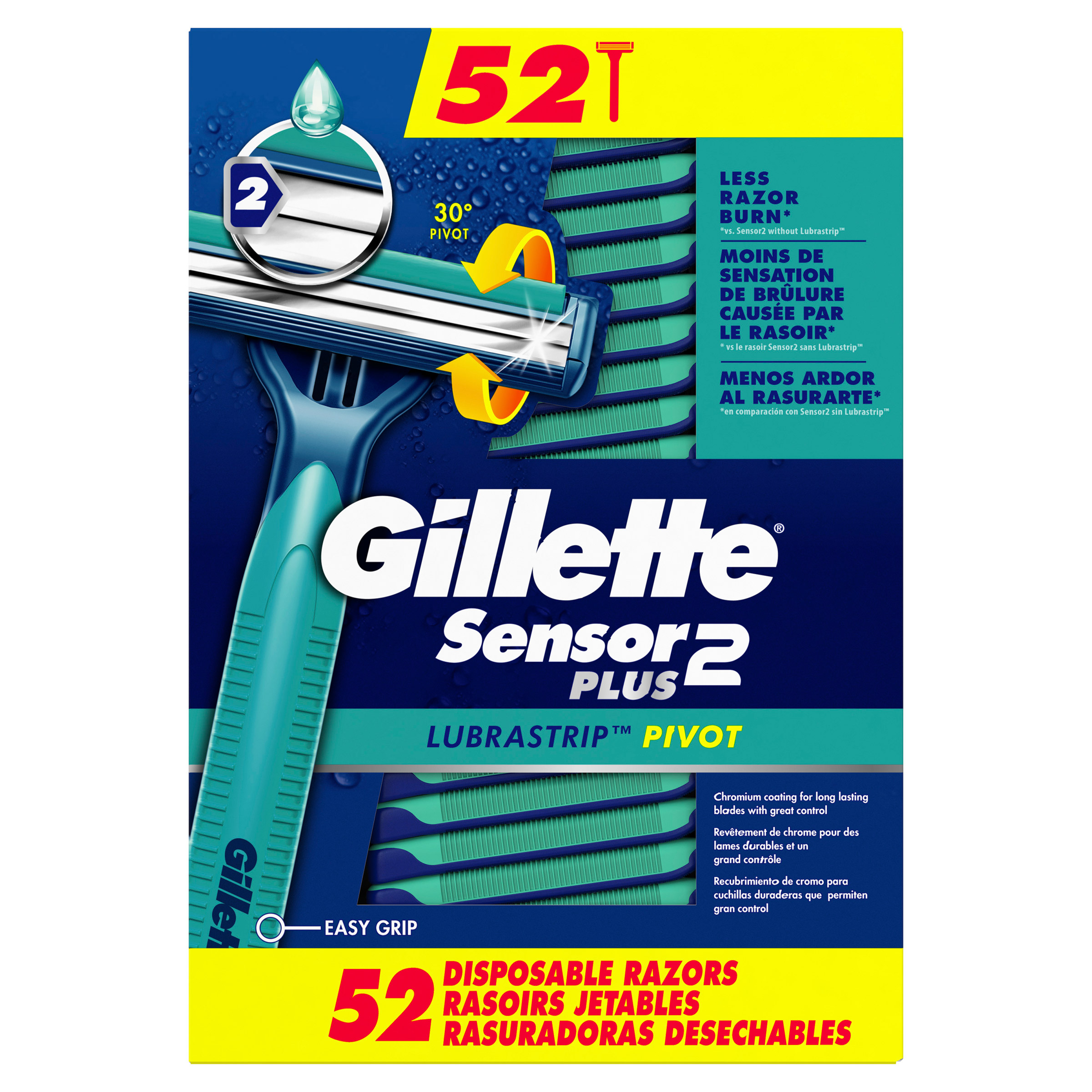 Gillette Sensor 2 Plus Disposable Razors, 52-count | Costco
