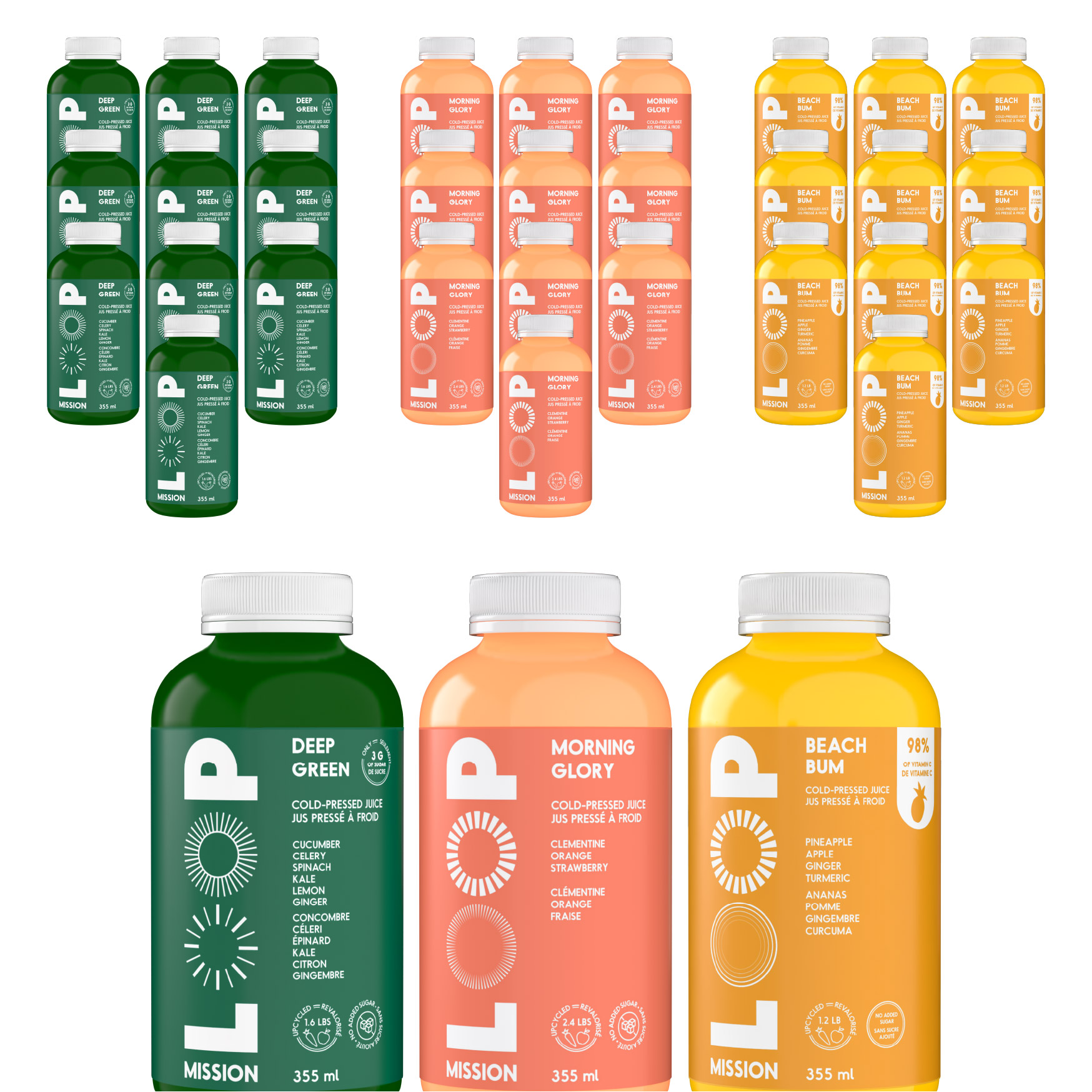 LOOP Assorted Cold Pressed Juice Pack, 30 × 355 mL | Costco