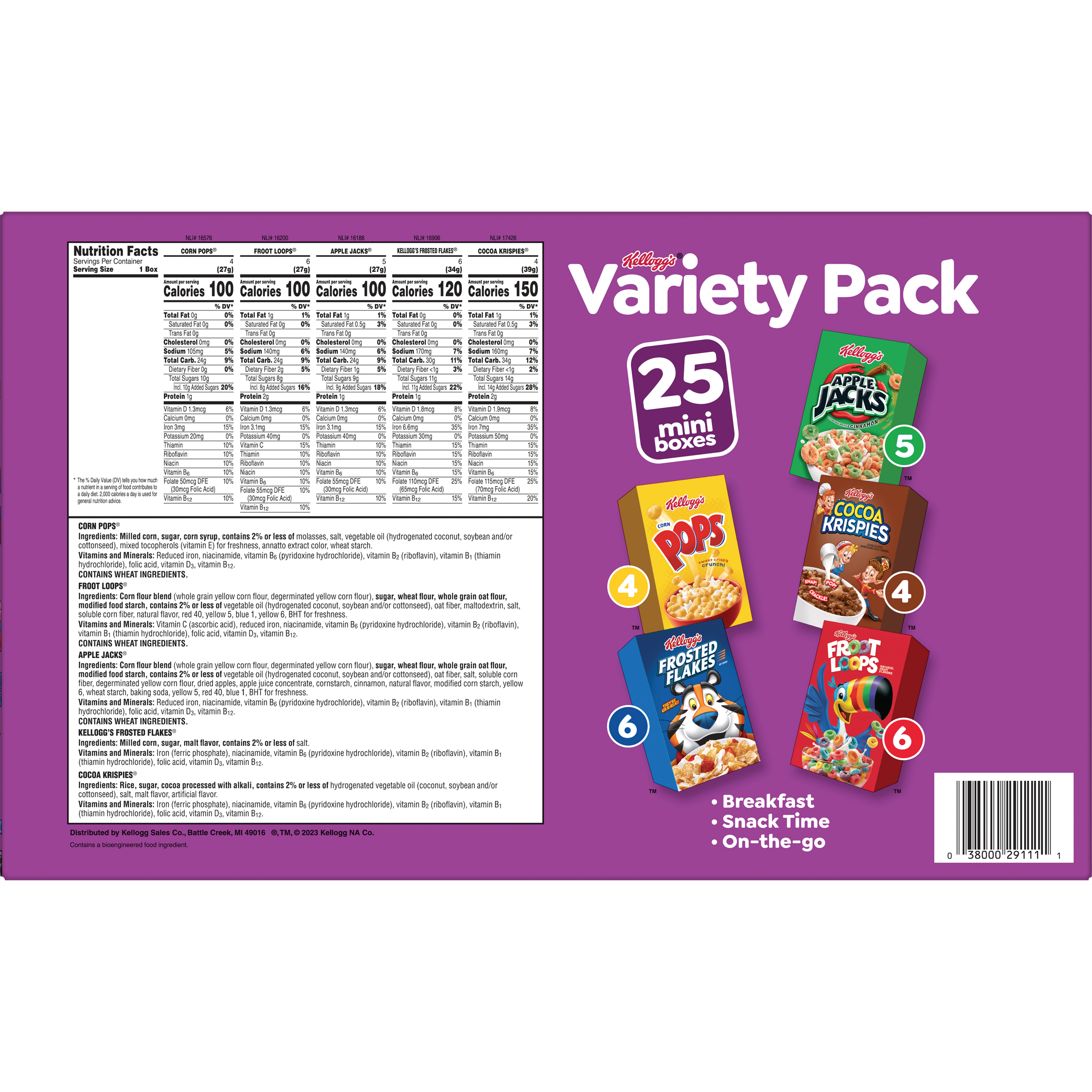 Kellogg's Cereal Mini Boxes, Variety Pack, 25 ct | Costco