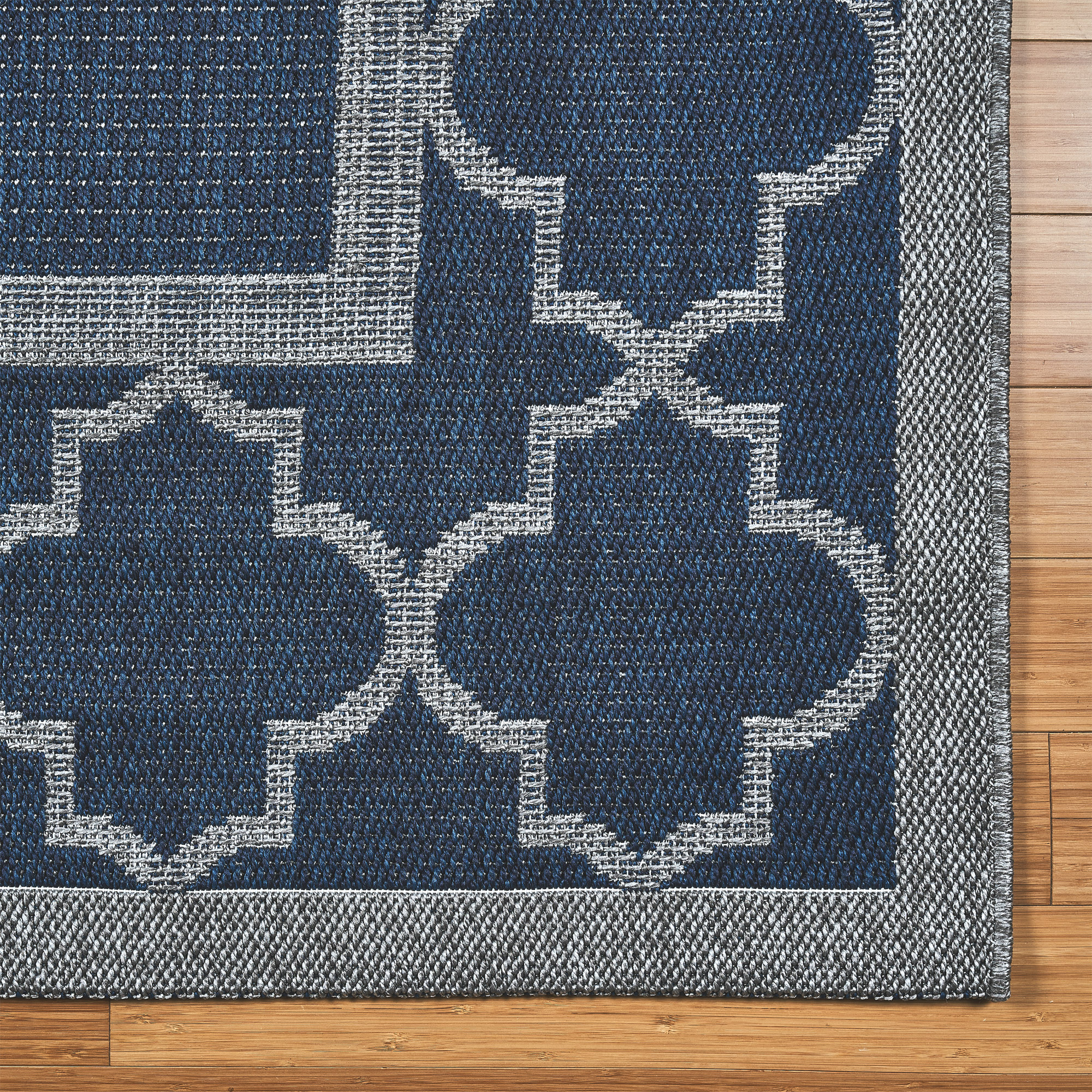 Laguna Indoor/Outdoor Area Rug, Simeon Navy Gray, 5'3 x 7' | Costco