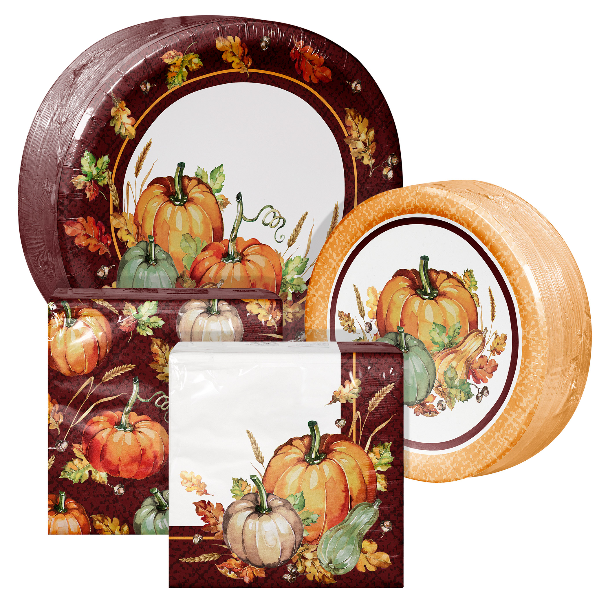 Artstyle Oval Paper Plate and Napkin Bundle, Pumpkin Harvest, 200-count ...