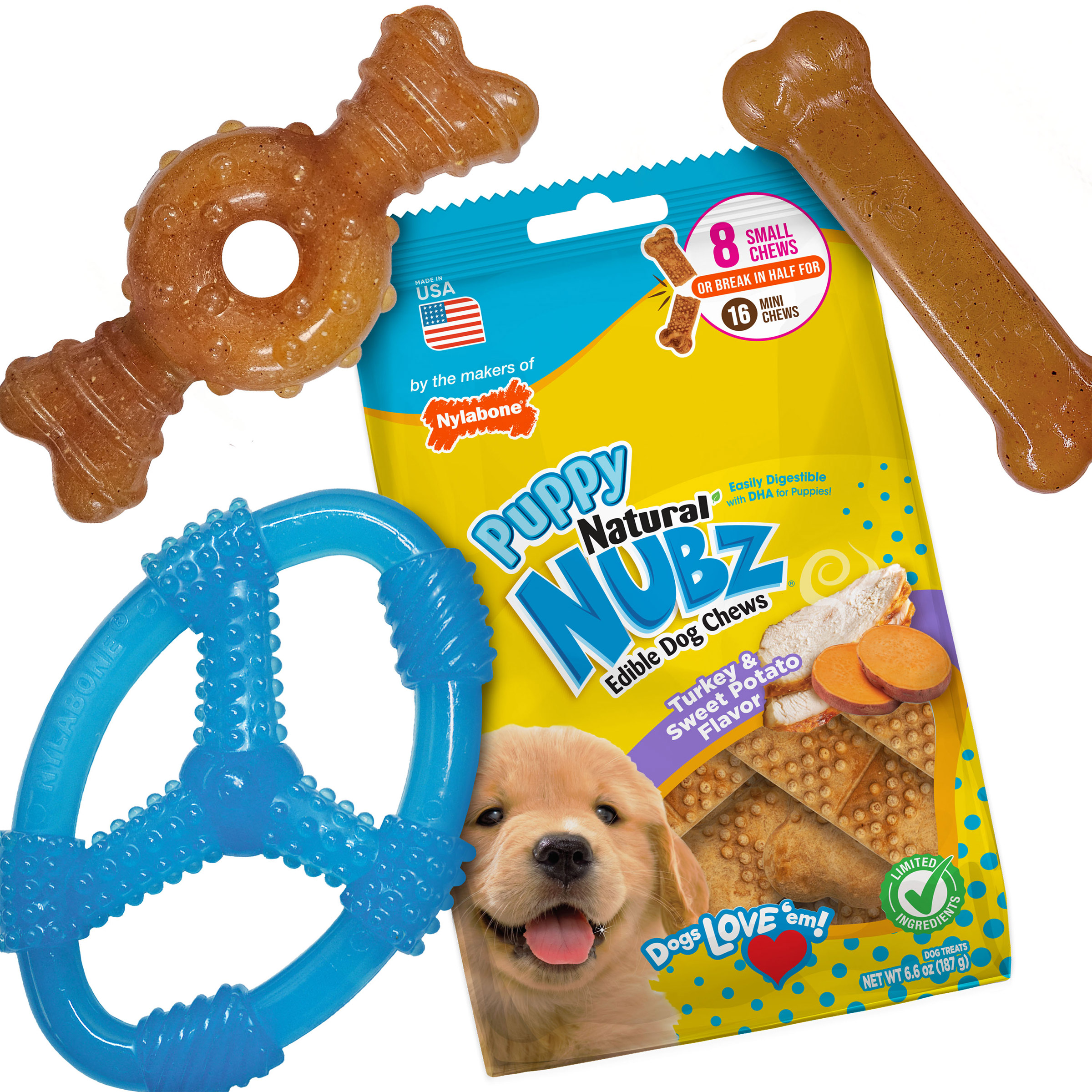 Nylabone Puppy Chew Toys and Small NUBZ Gift Box, 4-count | Costco