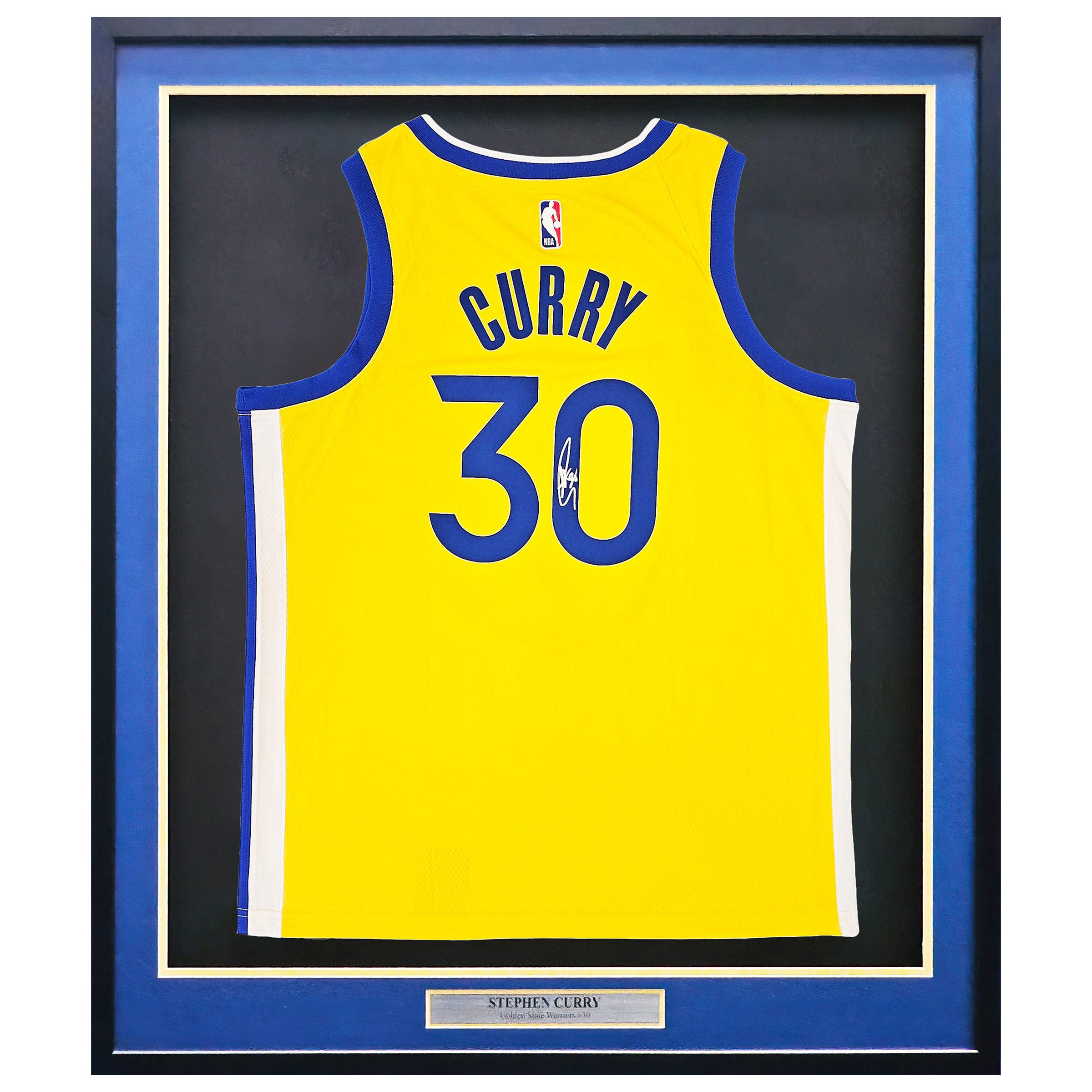 Stephen Curry Autographed Framed Yellow Nike Swingman Golden State ...