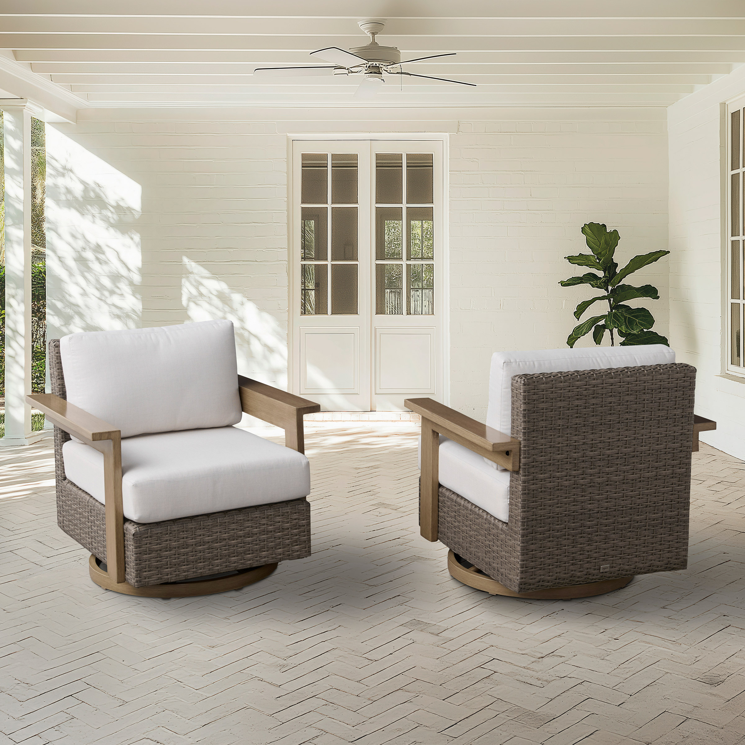 Agio Juniper 2-piece Outdoor Patio Swivel Glider Chairs | Costco