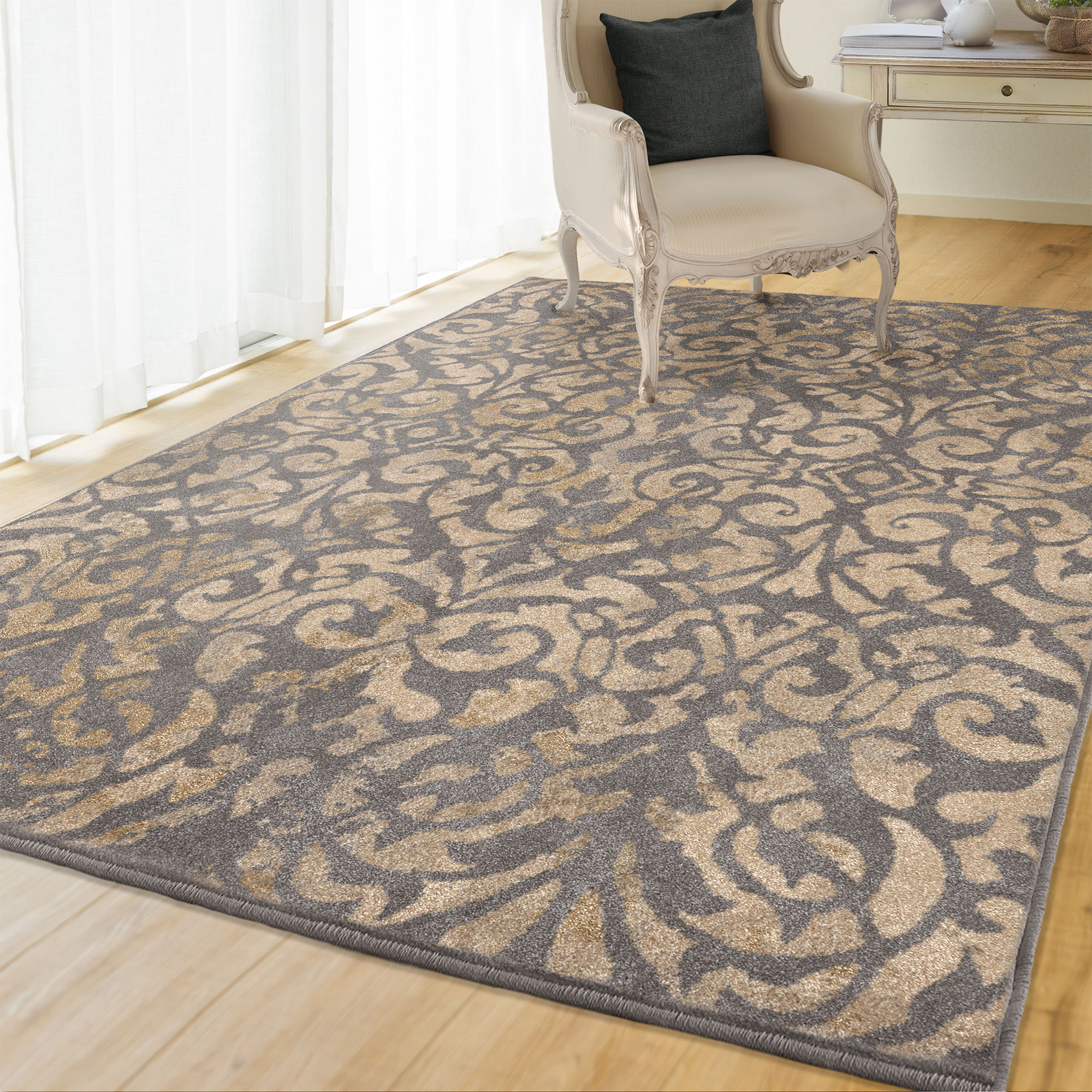 Orian Rugs Damask Blue/Grey Area Rug | Costco