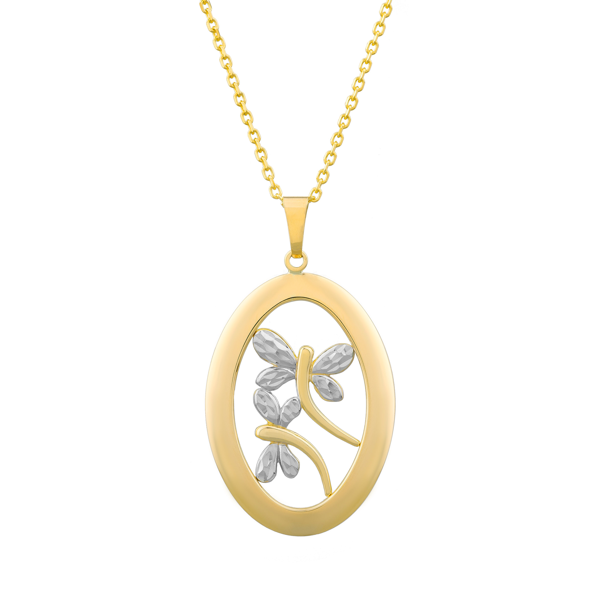 Oval Dragonfly Pendant in Two-tone Gold | Costco