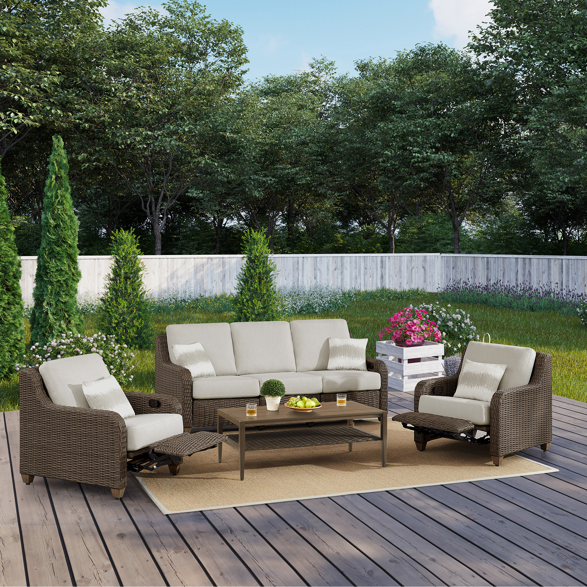 Thomasville Barston 4-piece Outdoor Patio Seating with Kick-out Foot ...