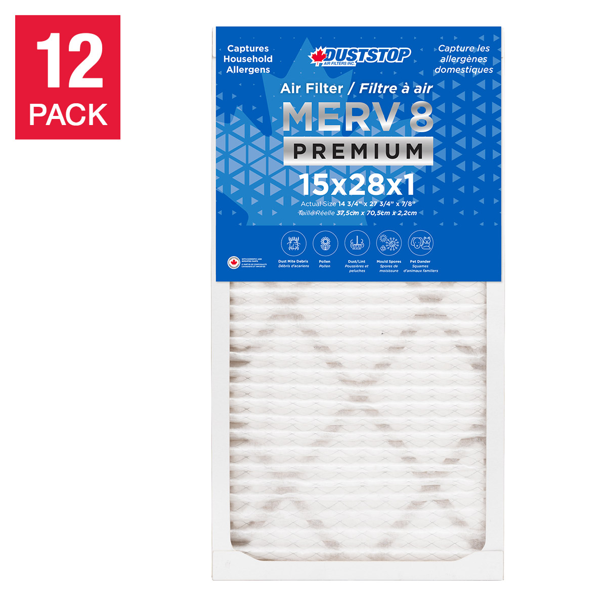 Duststop MERV 8 Premium Pleated Furnace Filter, 12-pack | Costco