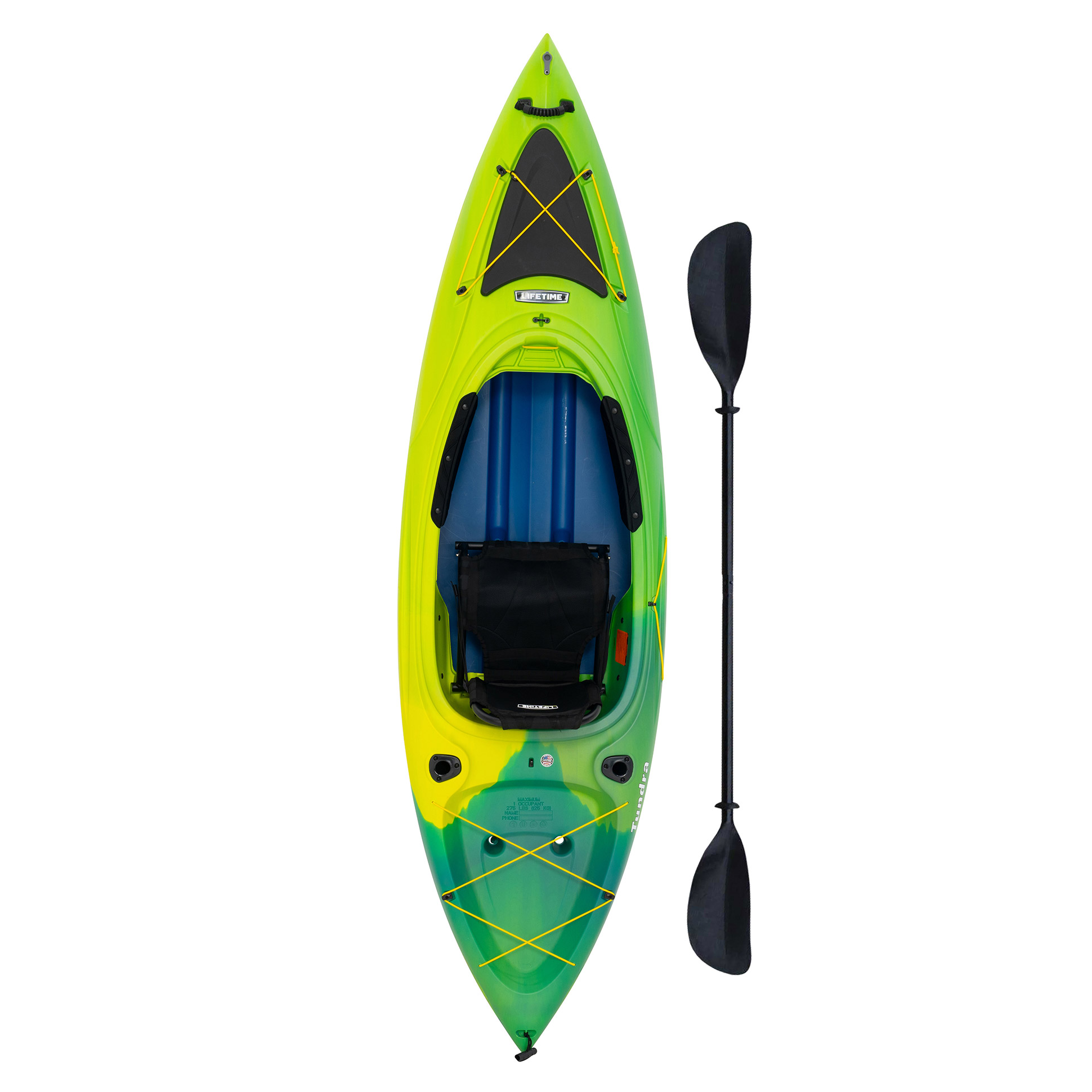 Lifetime Tundra 10'2” Sit-Inside Kayak with Paddle and Cartop Carrier ...