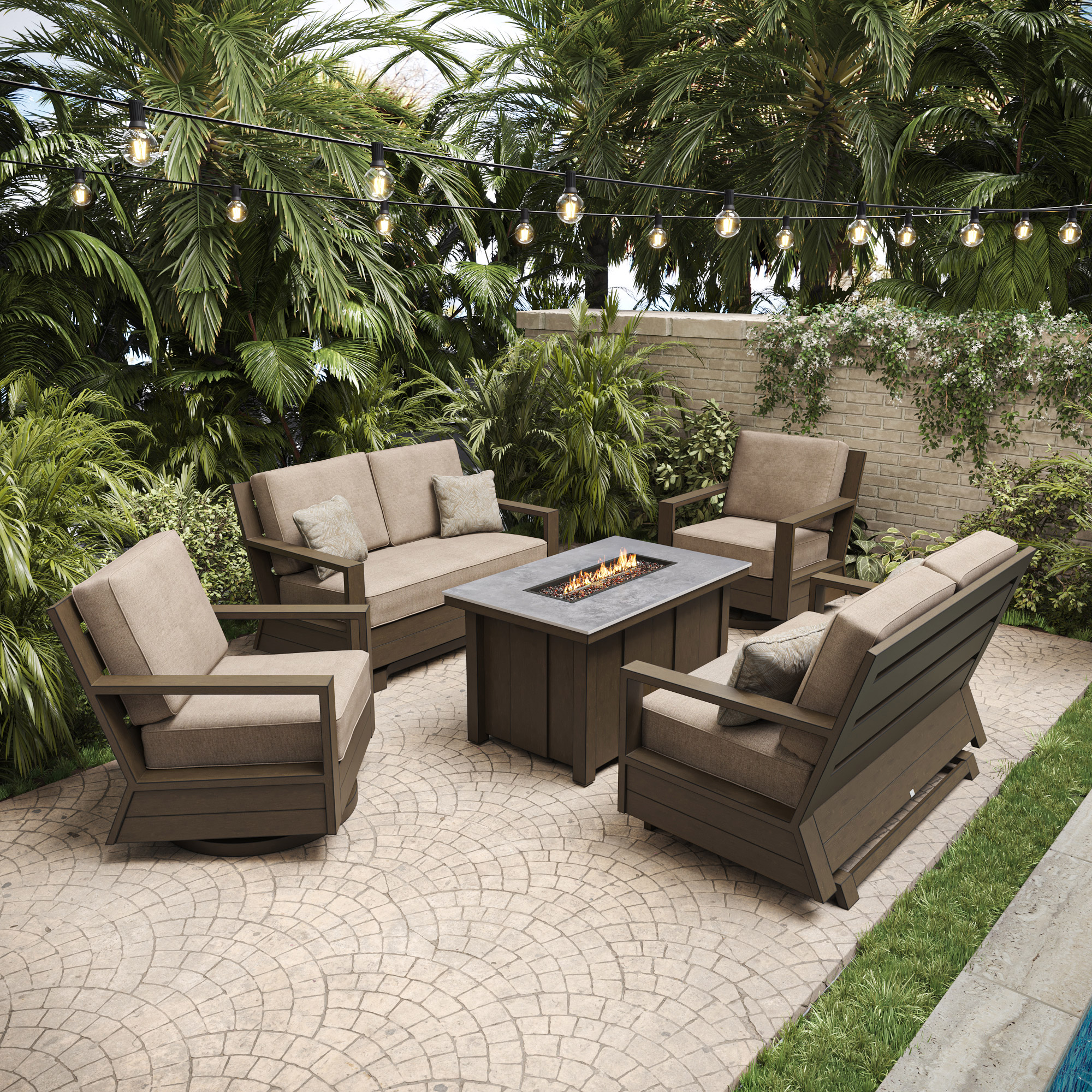 Agio Marlow 5-piece Outdoor Patio Fire Seating Set | Costco