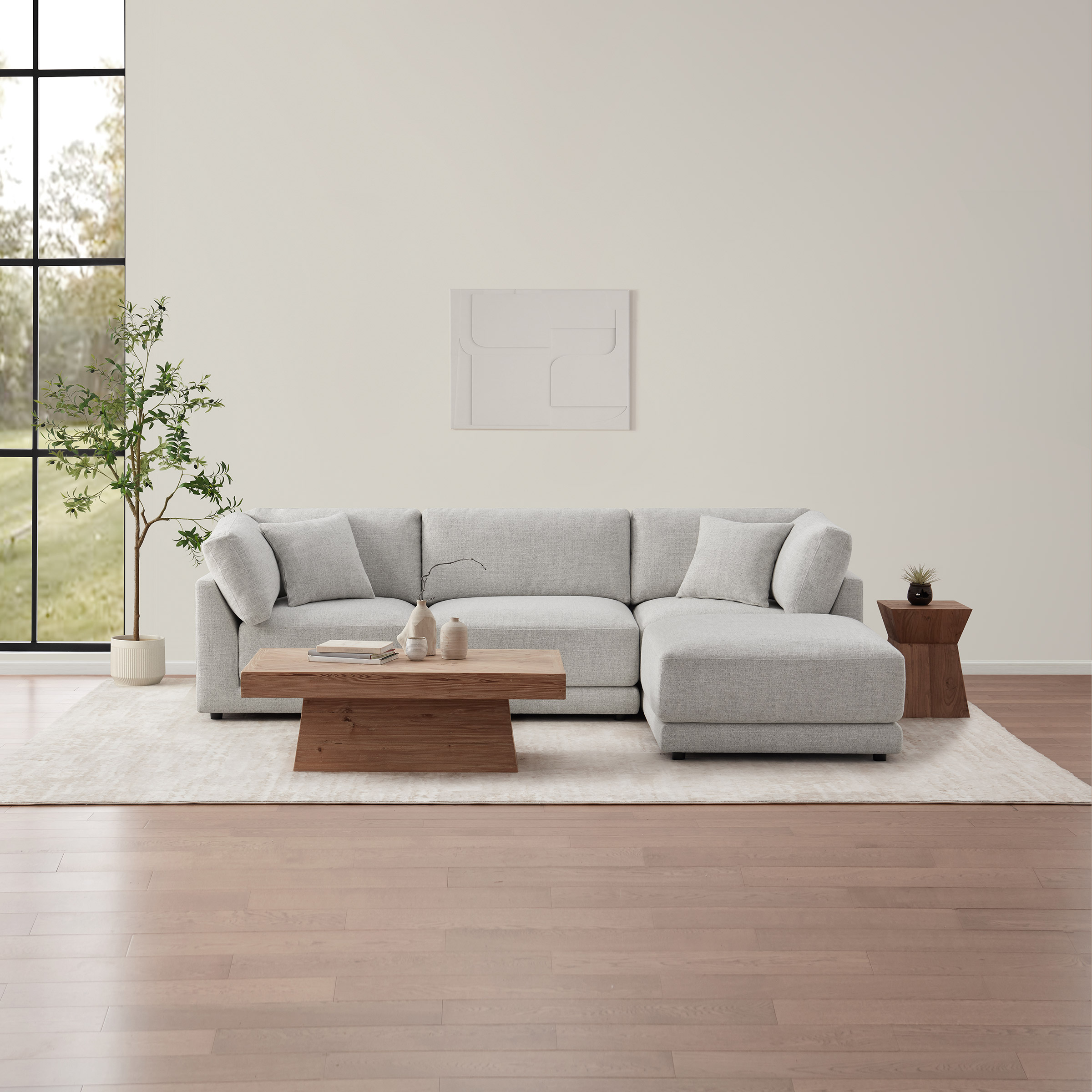 Aiden & Ivy Dayna 4-piece Modular Fabric Sofa with Ottoman | Costco