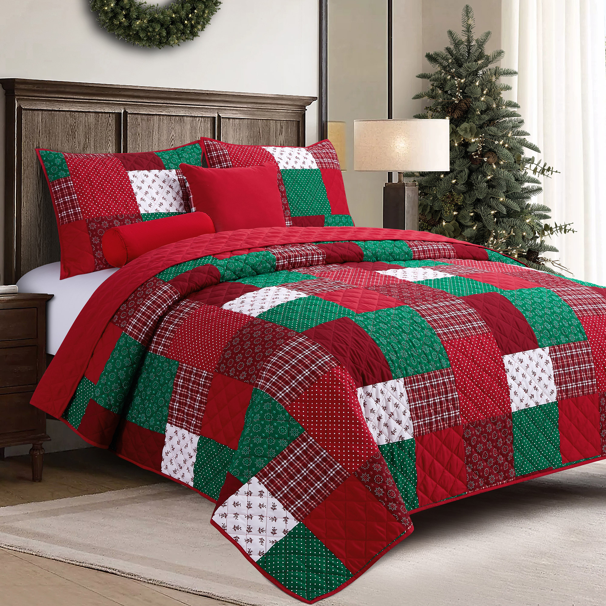 WelHome Holiday 8-piece Holiday Medallion Decorative Bedding Set | Costco