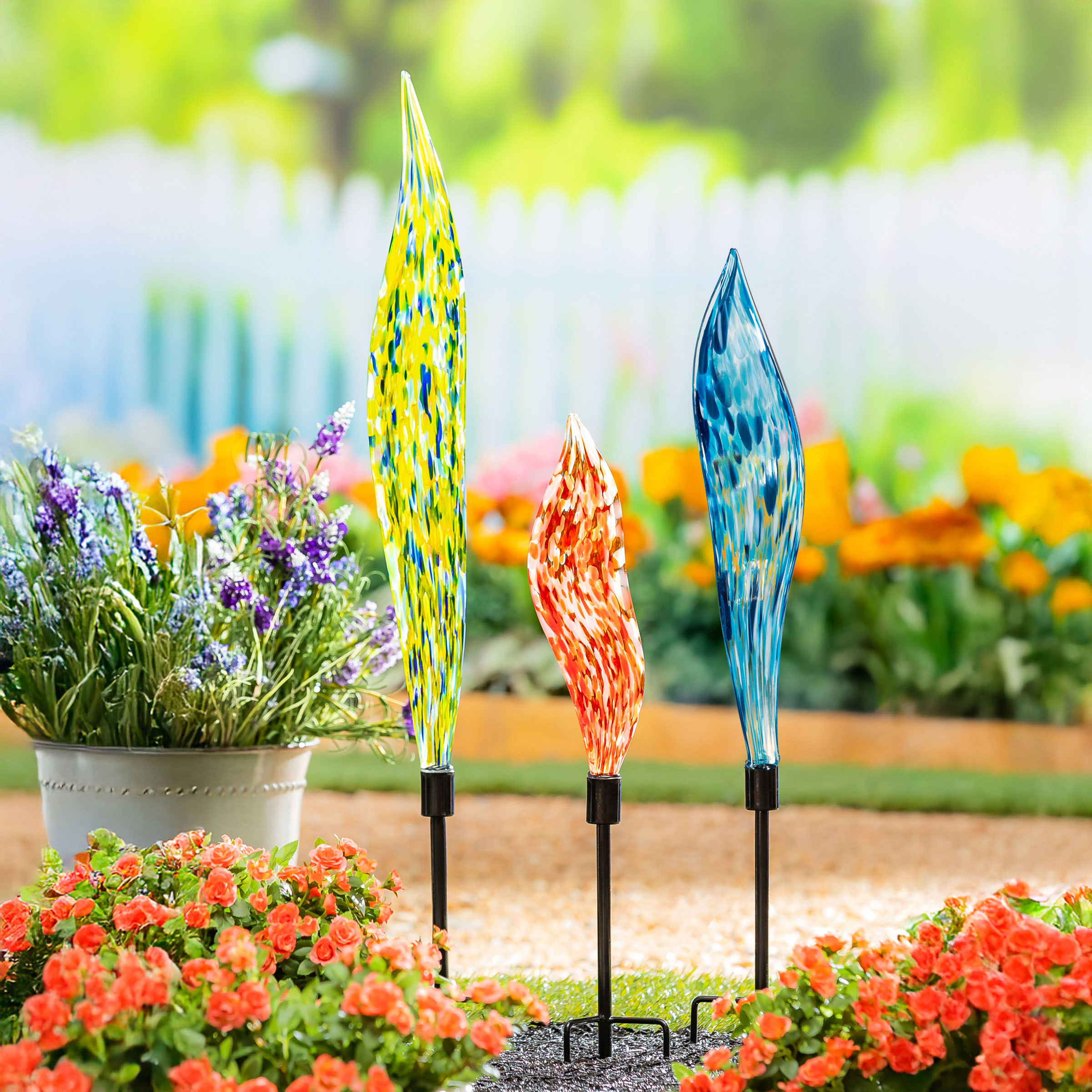 Glass Garden Stakes, Set of 3 | Costco
