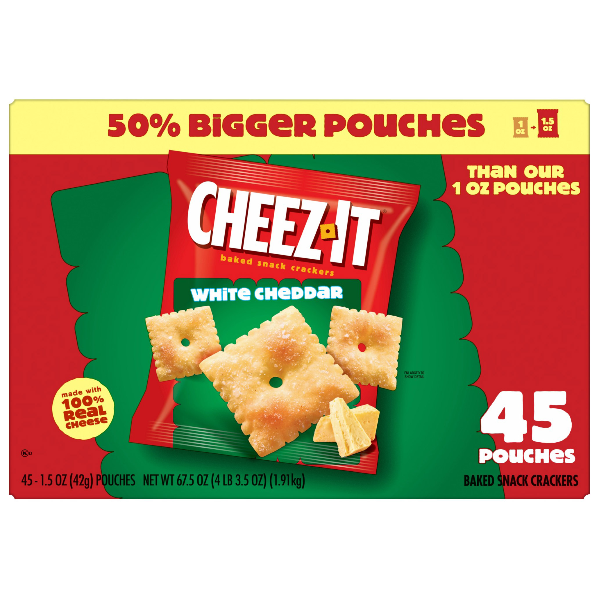 Cheez-It White Cheddar Baked Snack Cracker, 1.5 oz, 45-count | Costco