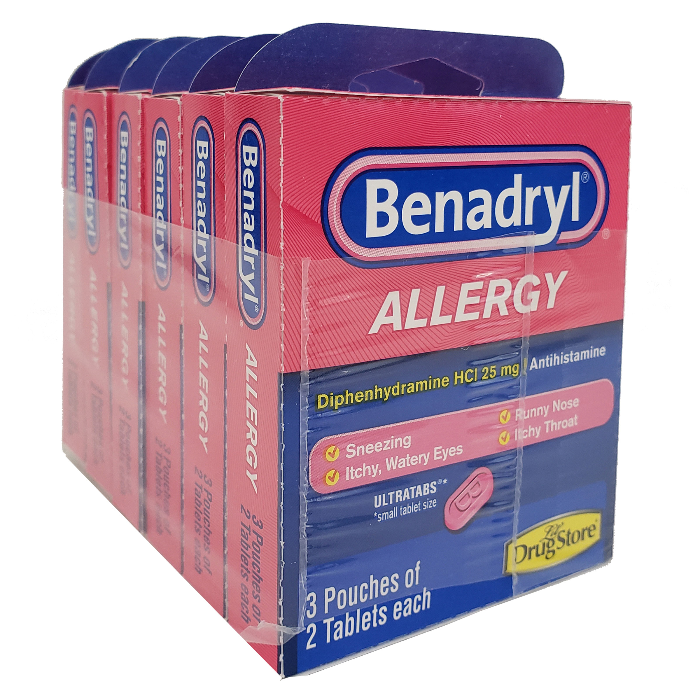 Benadryl Allergy Tablets, 3 Servings per Box, 6 Boxes | Costco