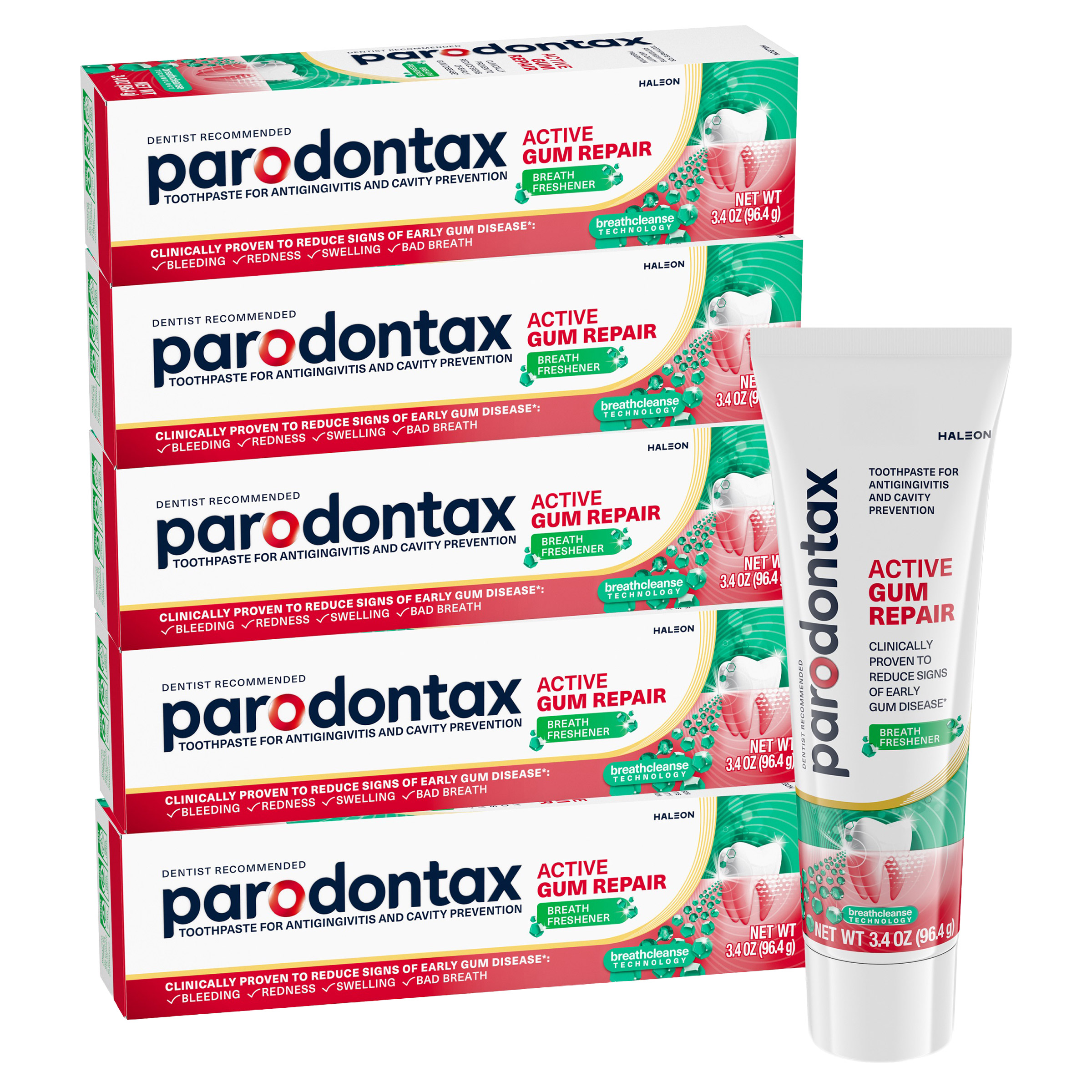 parodontax Active Gum Repair Breath Freshener Toothpaste, 3.4 oz, 5 ...