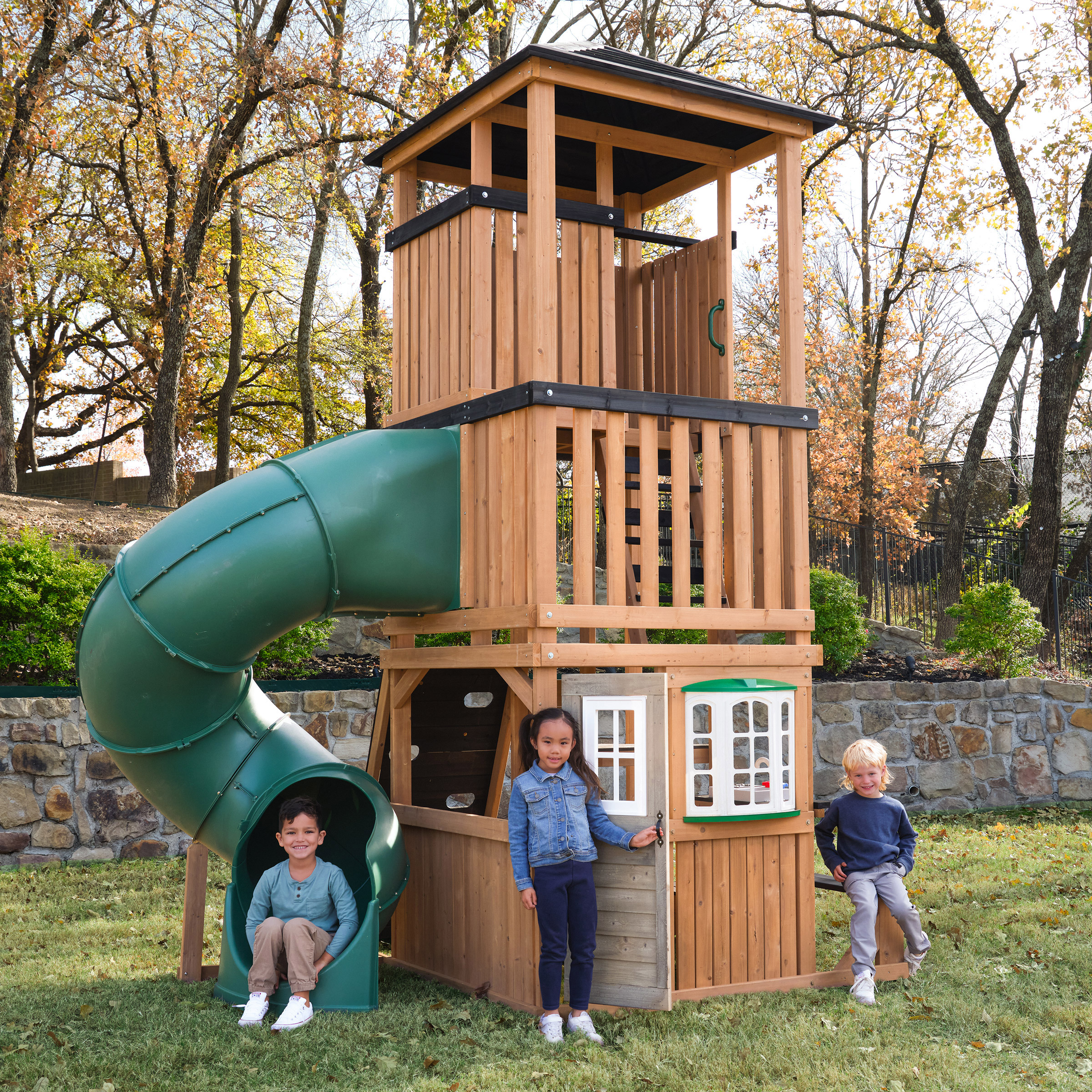 KidKraft Panorama Tower Outdoor Playhouse with Slide | Costco
