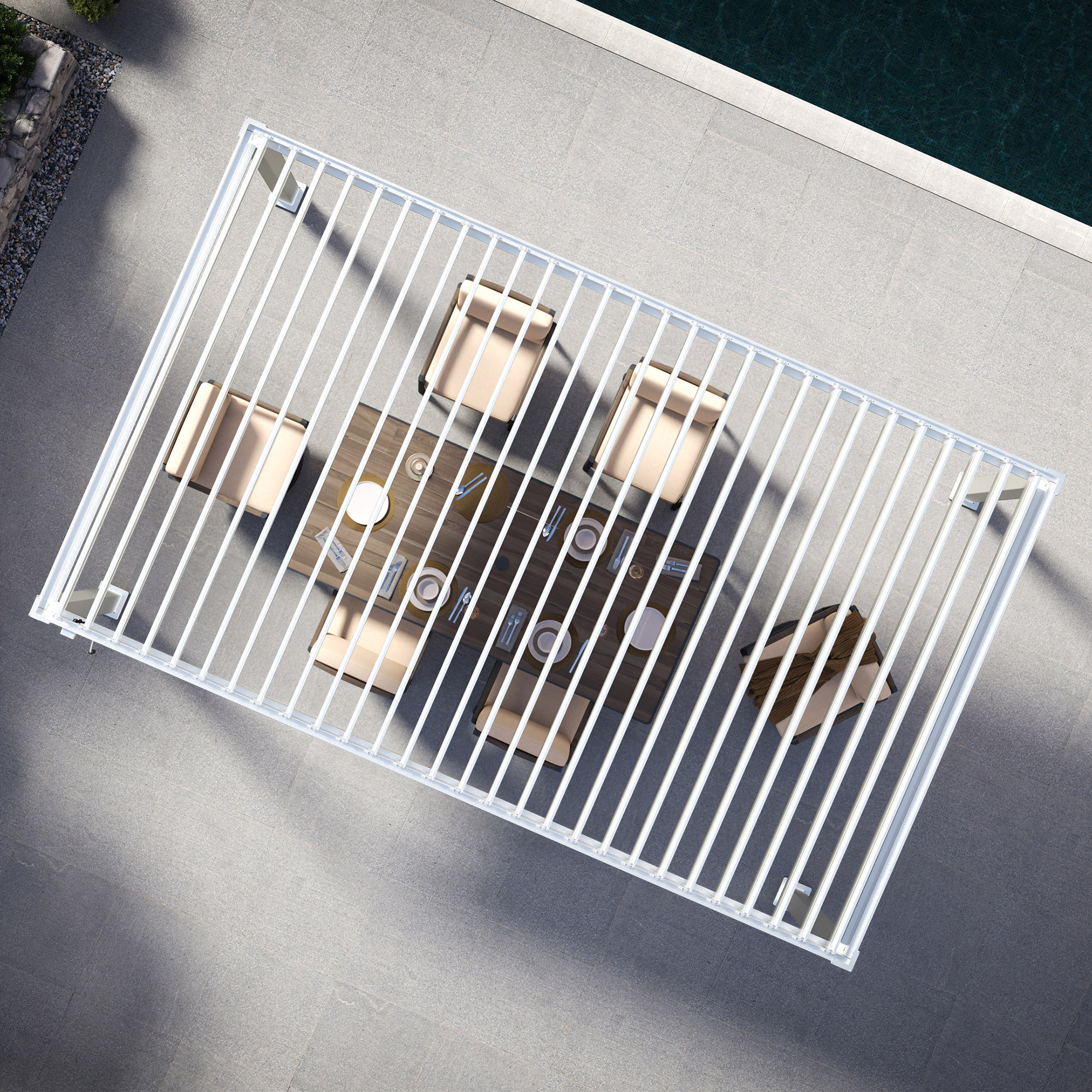 Mirador 8.8 ft. x 14.4 ft. Adjustable Louvered Aluminum Pergola | Costco