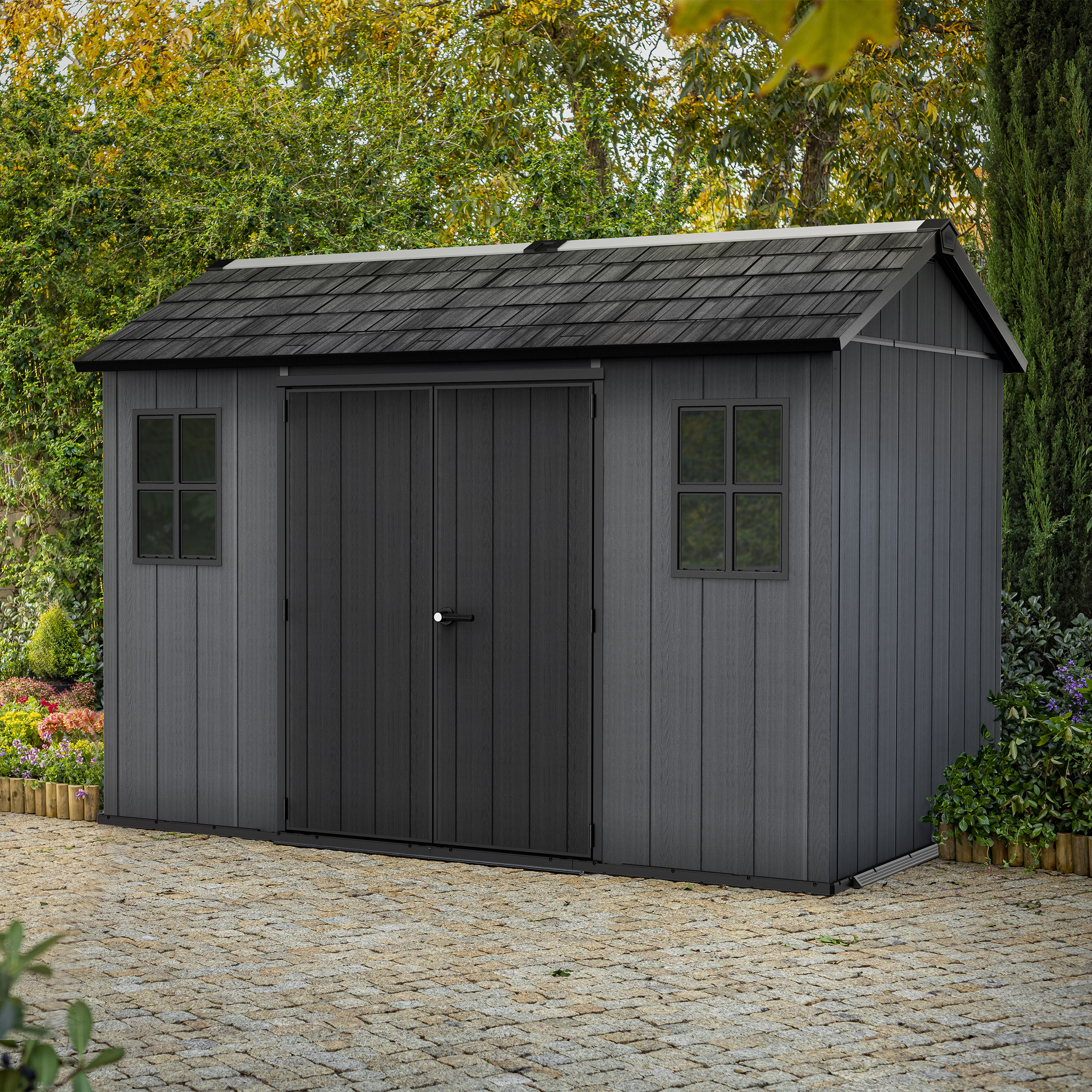 Keter Newton Plus 11 ft. x 7 ft. Configurable Entry Shed | Costco