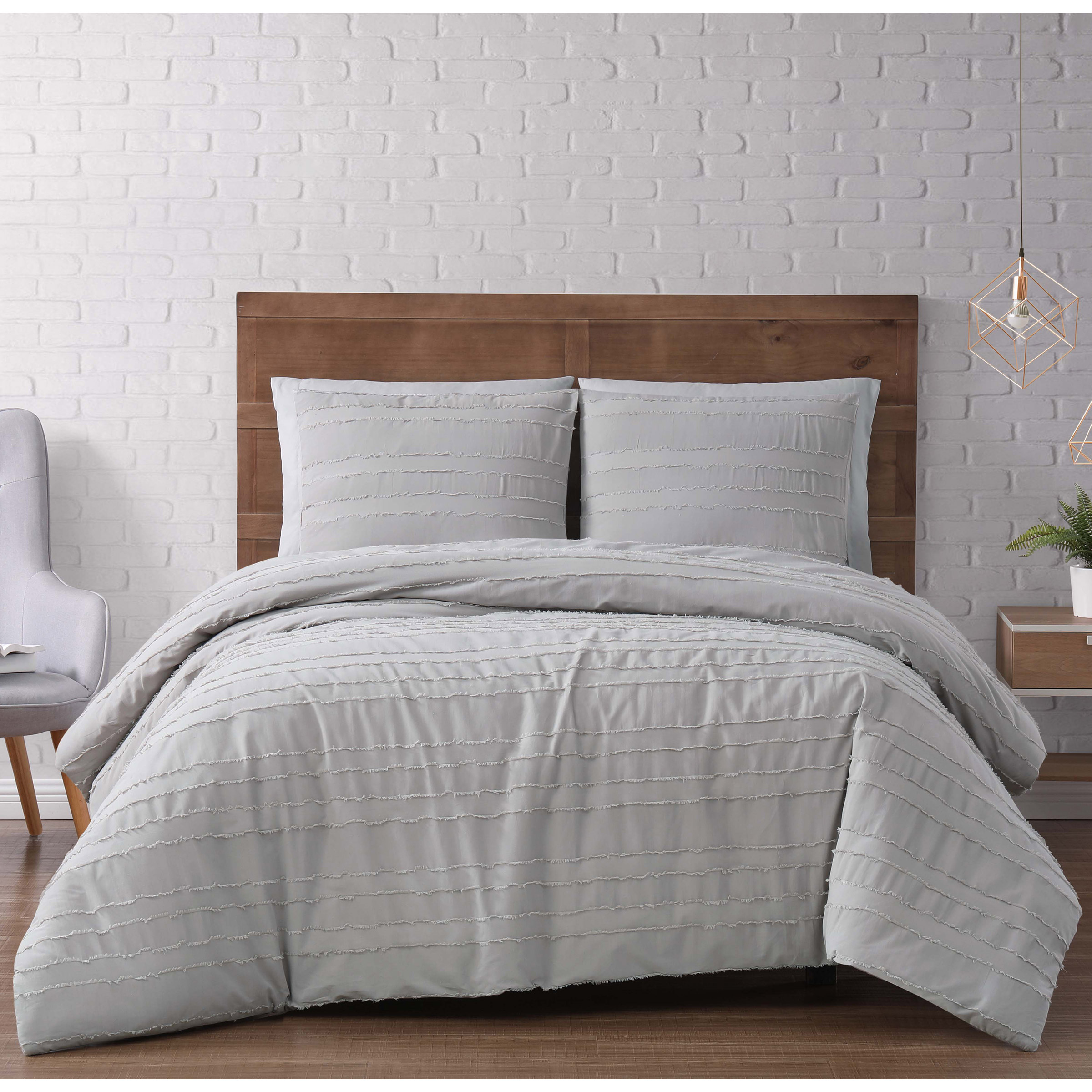 Brooklyn Loom Clipped Jacquard 3-piece Grey Comforter Set | Costco