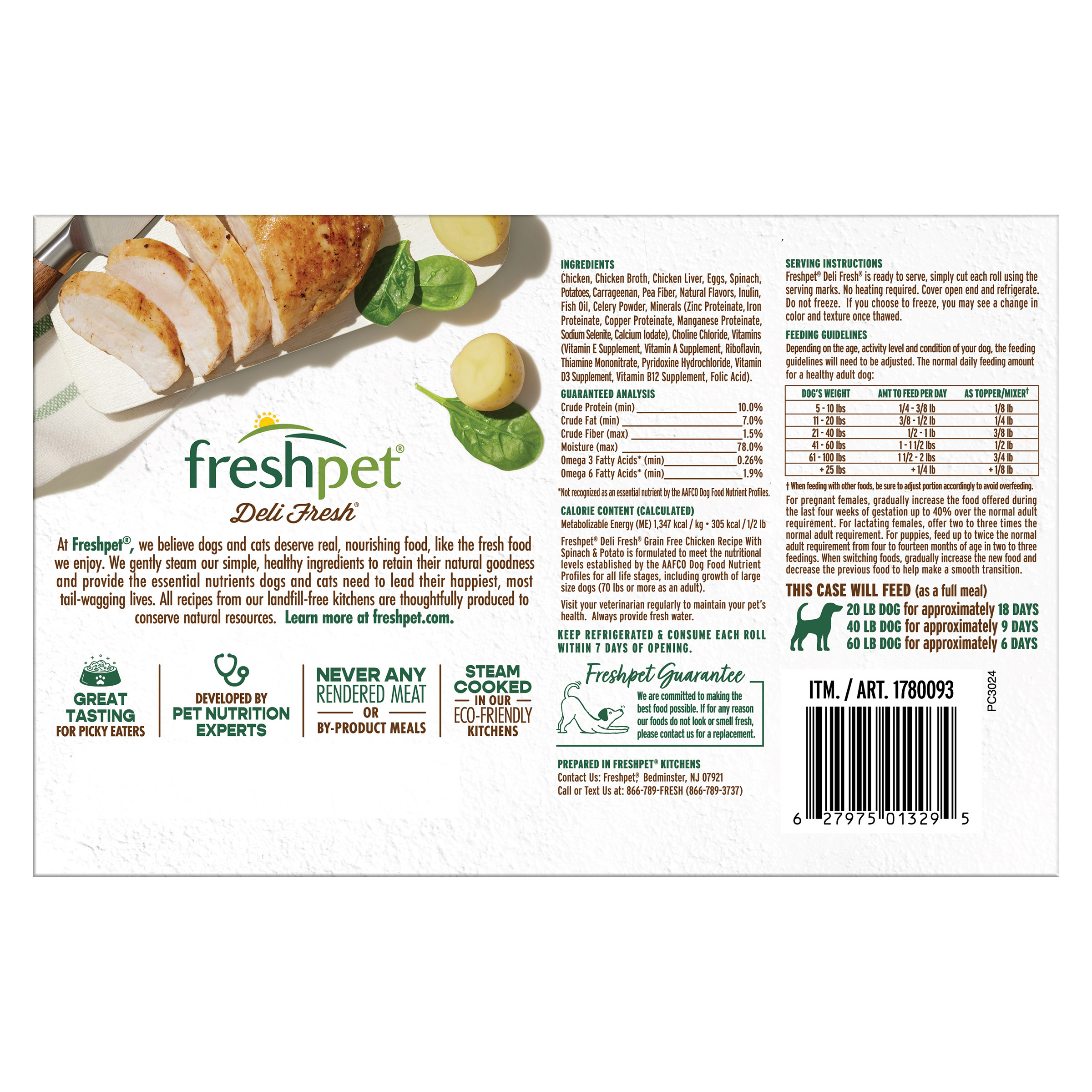 Freshpet Deli Fresh Dog Food, Chicken Recipe, 1.5 lbs, 6-rolls | Costco