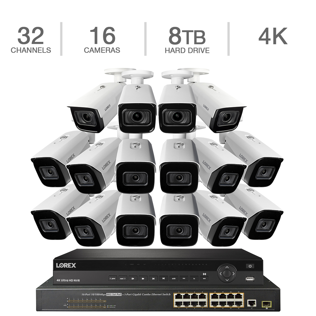 Lorex 32 Channel 4K IP Security Camera System with 12 Smart Fixed Lens ...
