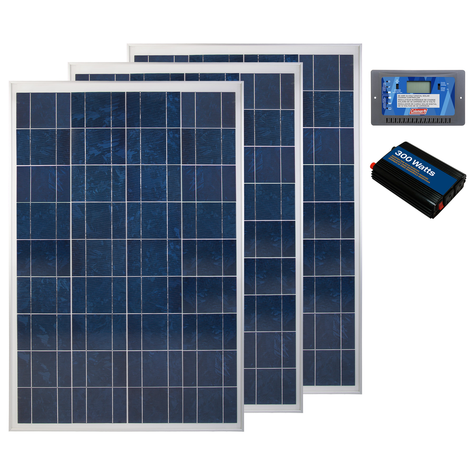 Coleman 300 Watt Solar Panel Kit with Charge Controller and Inverter ...