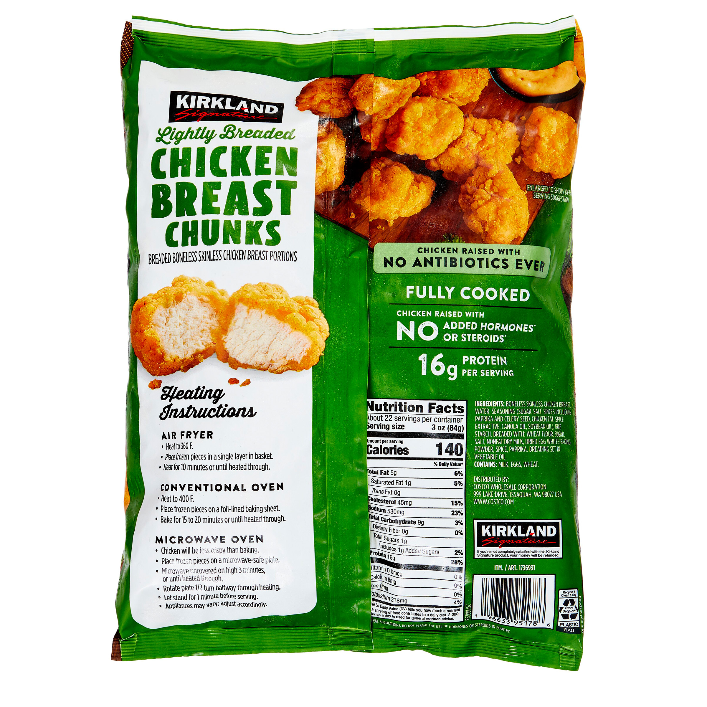 Kirkland Signature Lightly Breaded Chicken Breast Chunks, 4 lbs | Costco